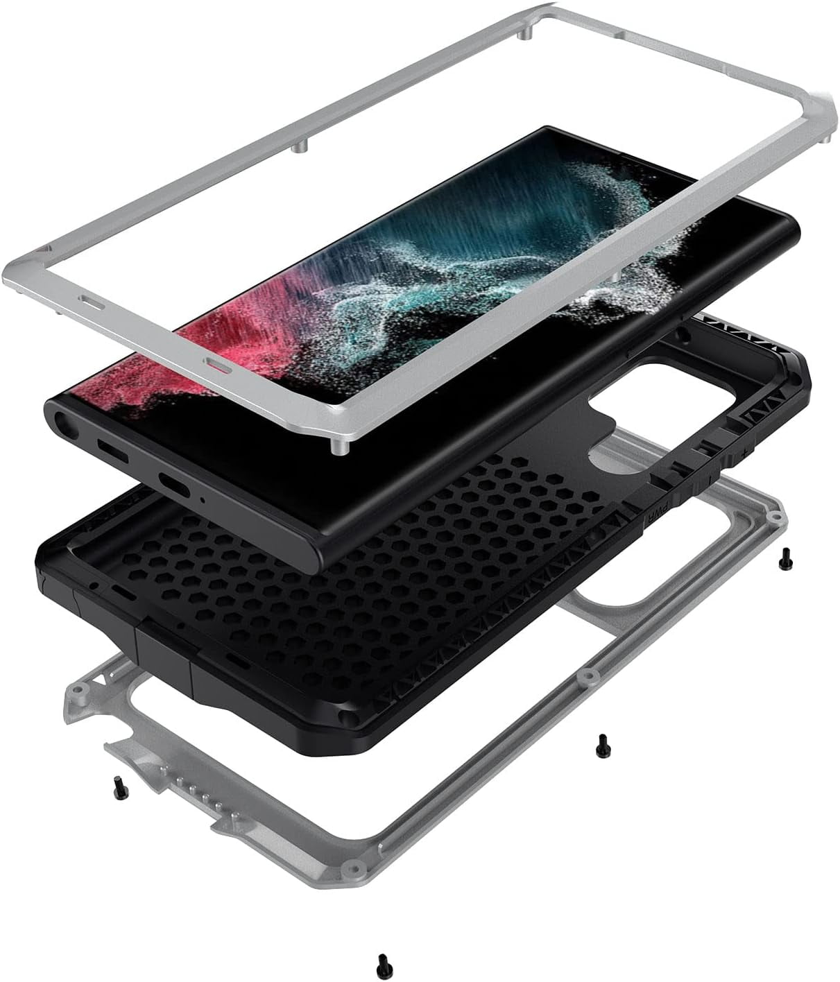 for Galaxy S22 Ultra Metal Case, Heavy Duty Shockproof [Tough Armour ...