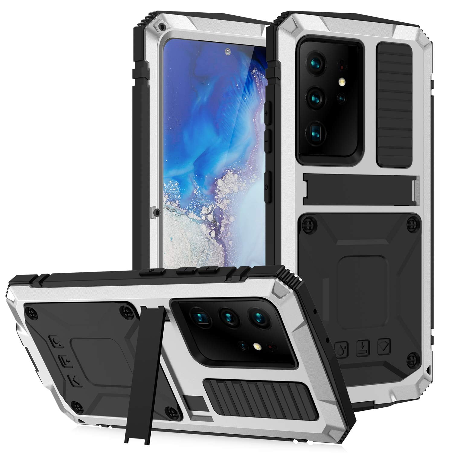 Galaxy S22 Ultra Rugged case,Metal Bumper Built-in Screen Protector ...