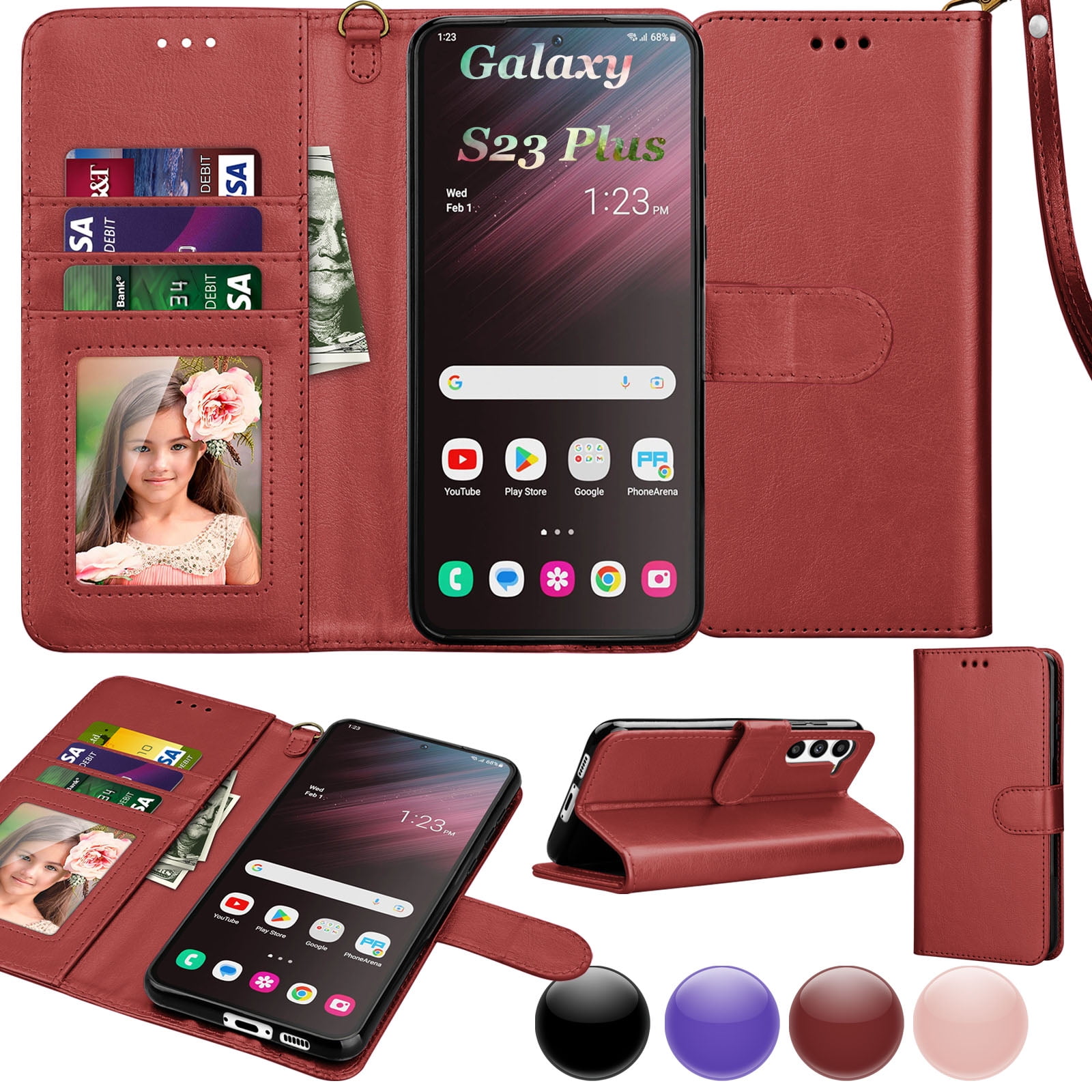 Njjex Wallet Series Flip Cover Cell Phone Case with Hand Strap for ...