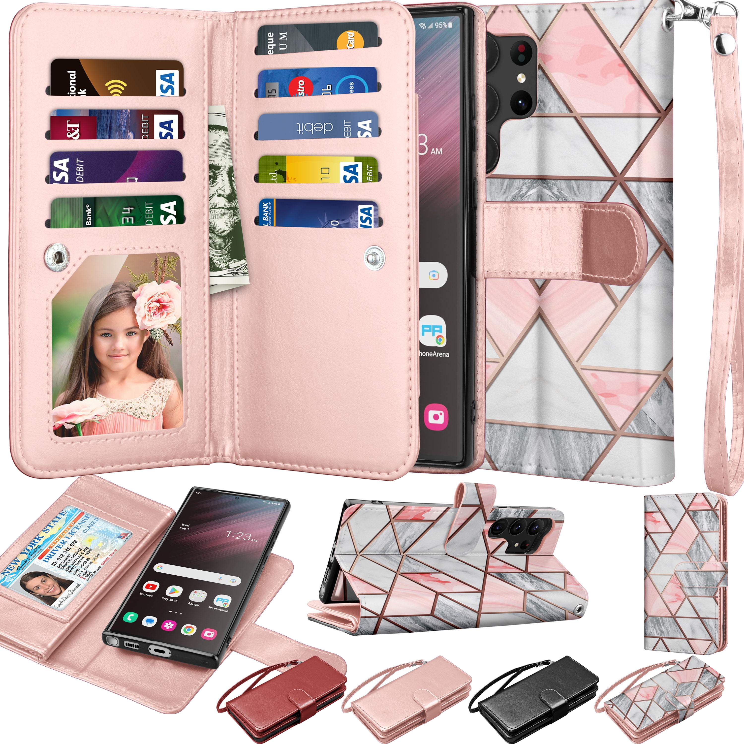 Samsung Galaxy S23 Ultra 5G Wallet Case, Njjex Luxury Leather [9 Card Slots] Phone Holder Folio ...