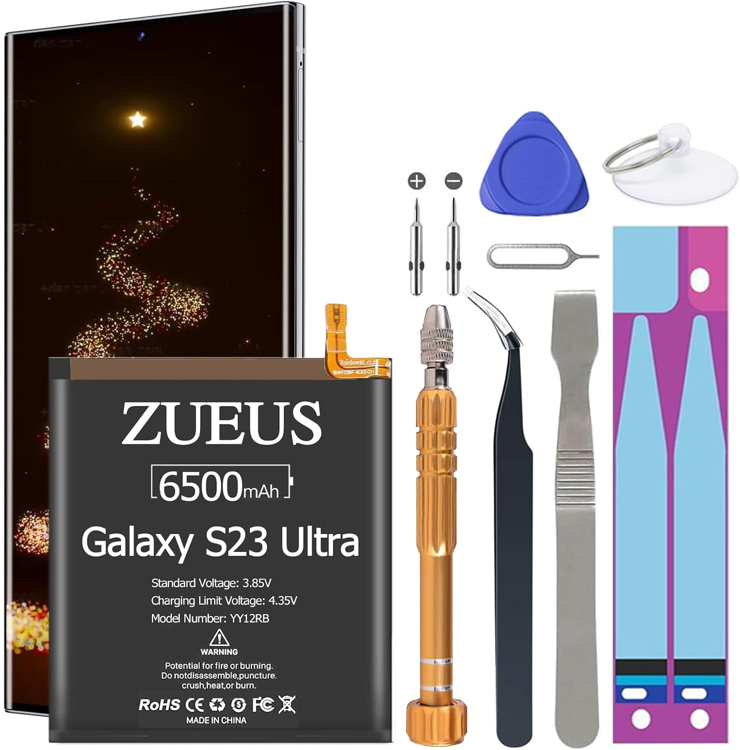 Galaxy S23 Ultra Battery, (2024 Upgraded) 6500mAh EB-BS918ABY Li ...