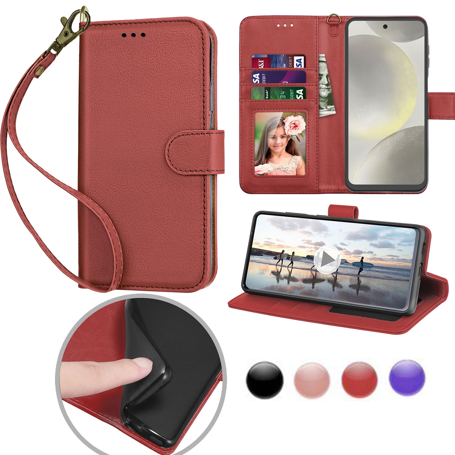 Galaxy S24 Case, Samsung Galaxy S24 Wallet Case, Galaxy S24 Leather Case, Tekcoo PU Leather ...