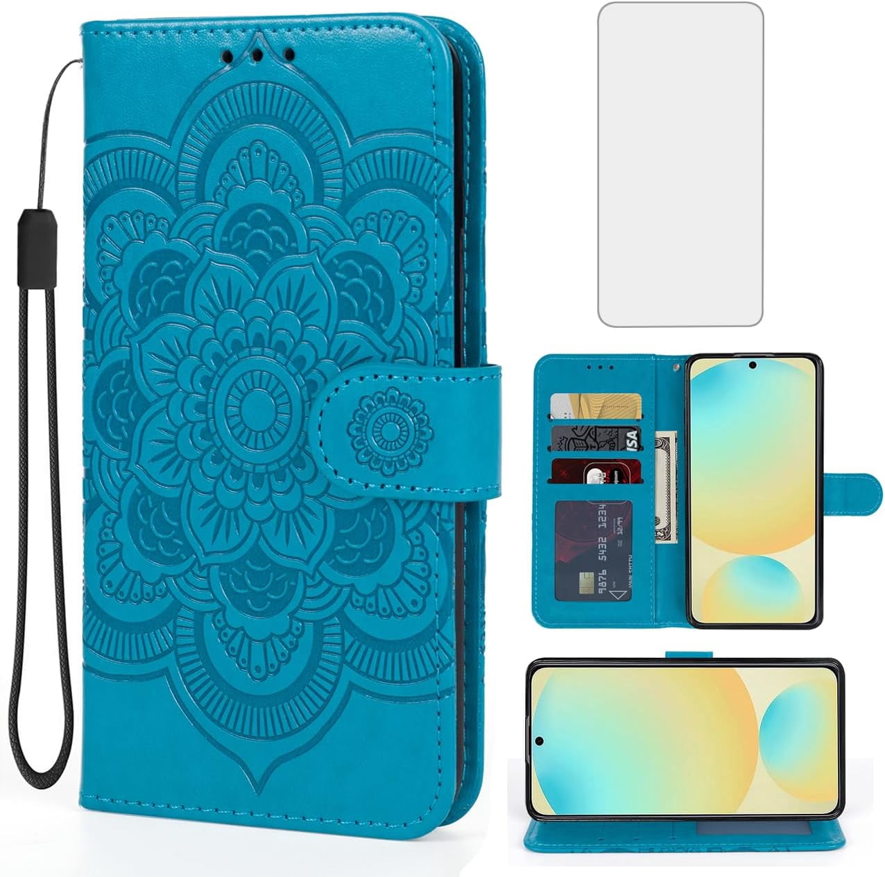Galaxy S24 FE Mandala Leather Flip Wallet Cell Phone Case with Screen ...