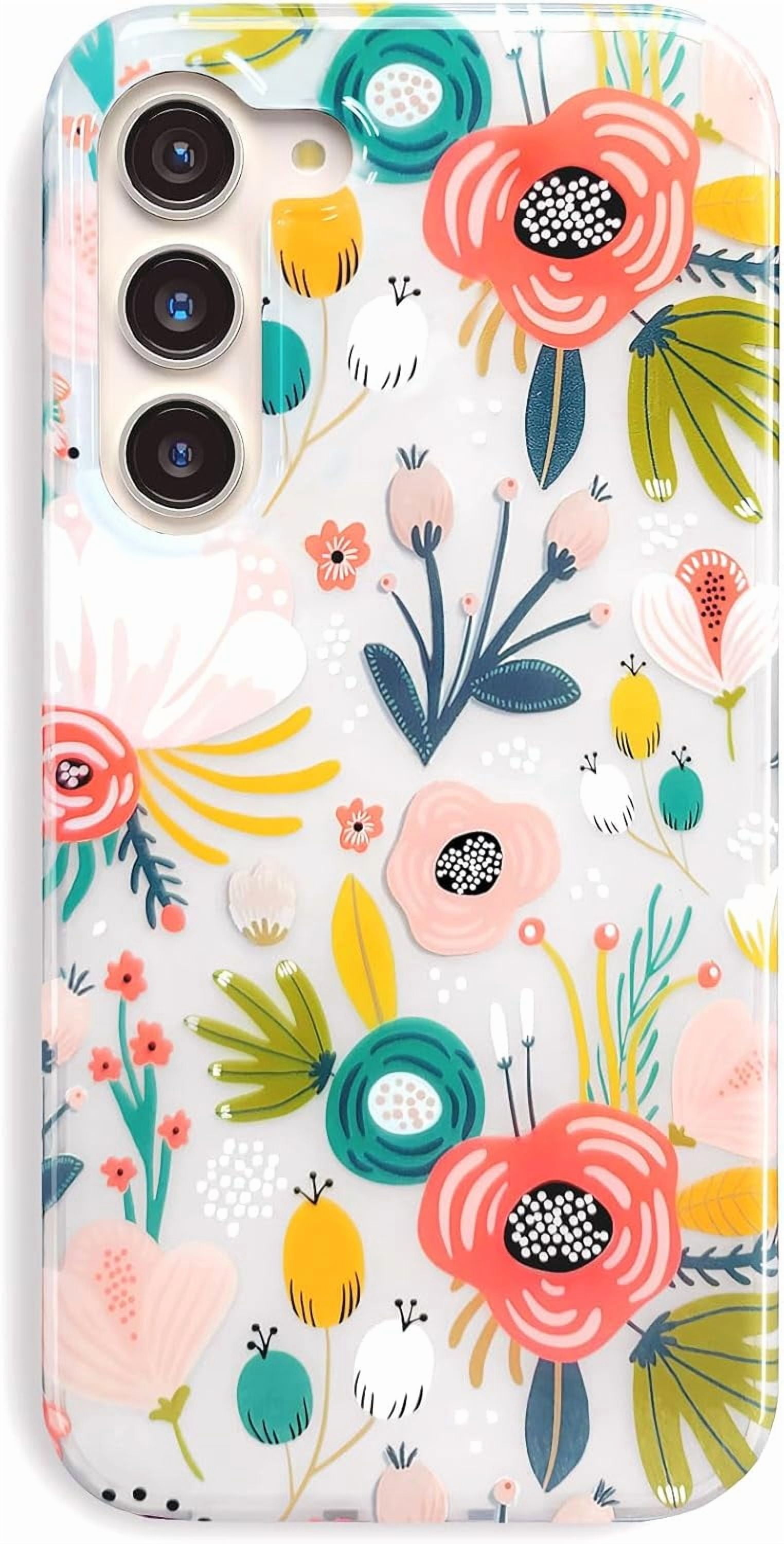 Galaxy S24 Plus Case 6.7", Clear Floral Flexible TPU Shockproof Cover ...