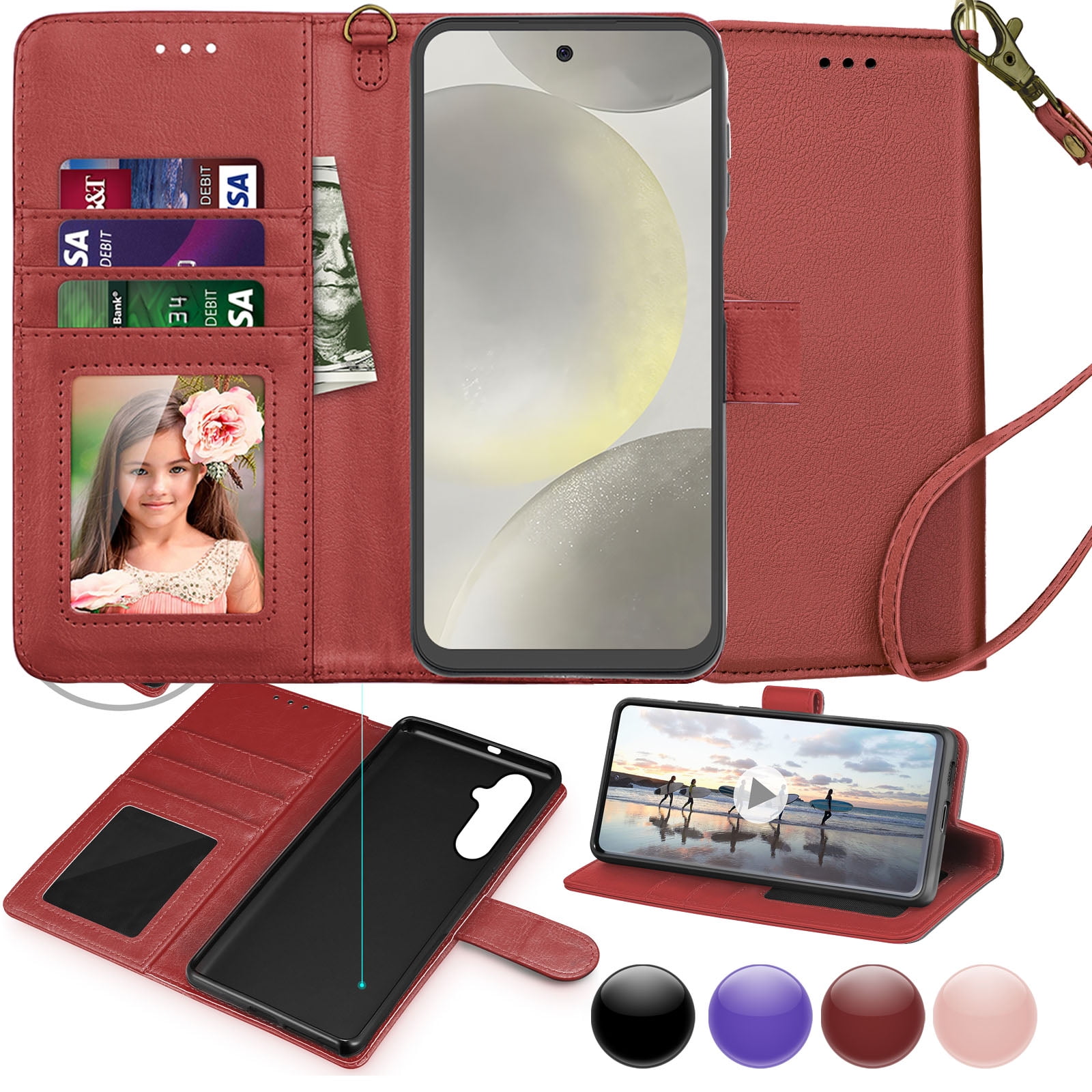 Galaxy S24,S24 Plus,S24 Ultra 5G Case,Samsung Galaxy S24 Wallet Case, Galaxy S24 Leather Case ...