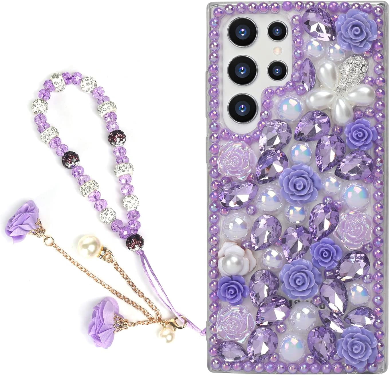 for Galaxy S24 Ultra Bling Case with Strap, Luxury Glitter Rhinestone ...