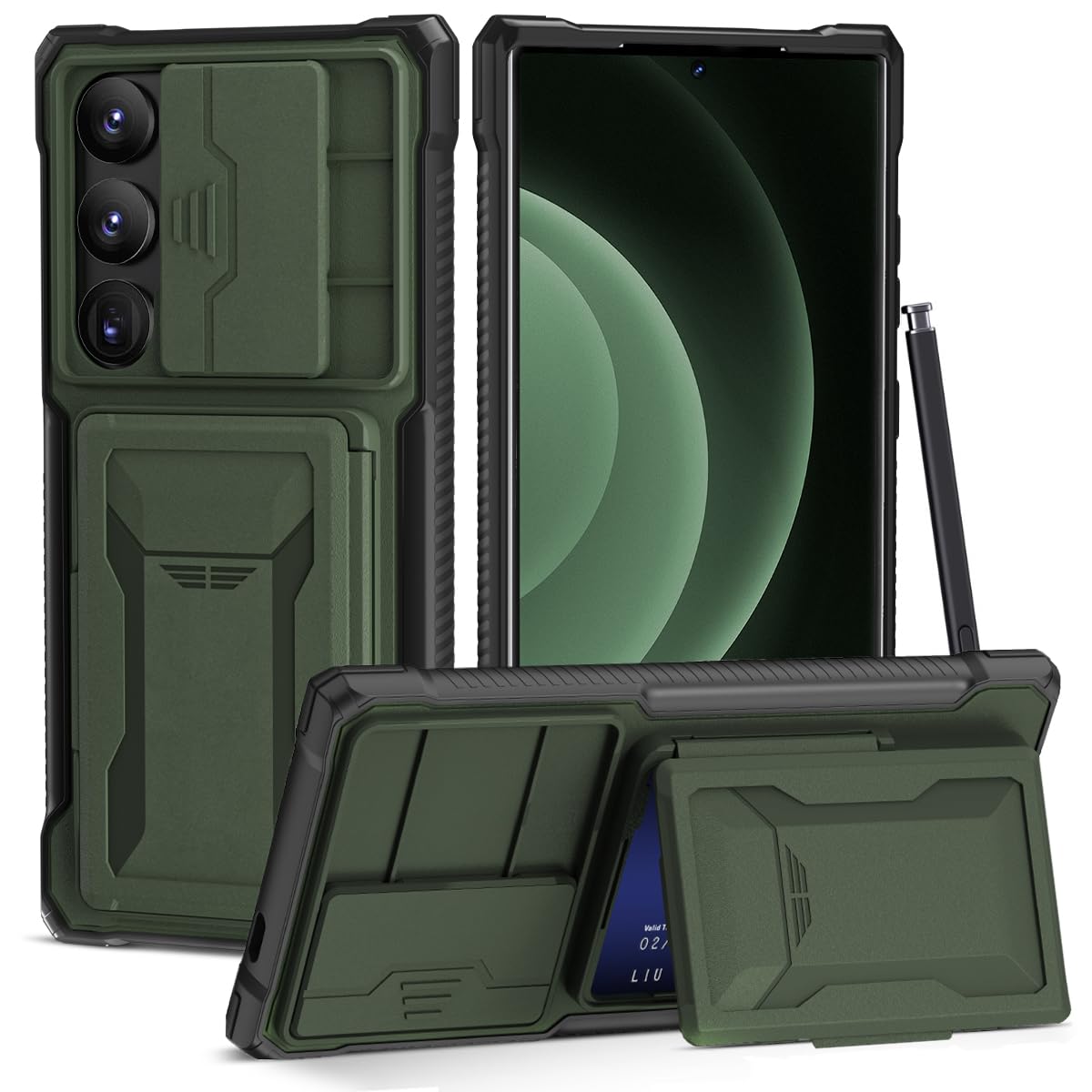 for Galaxy S24 Ultra Case with Card Holder + Slide Camera Cover, Slim ...