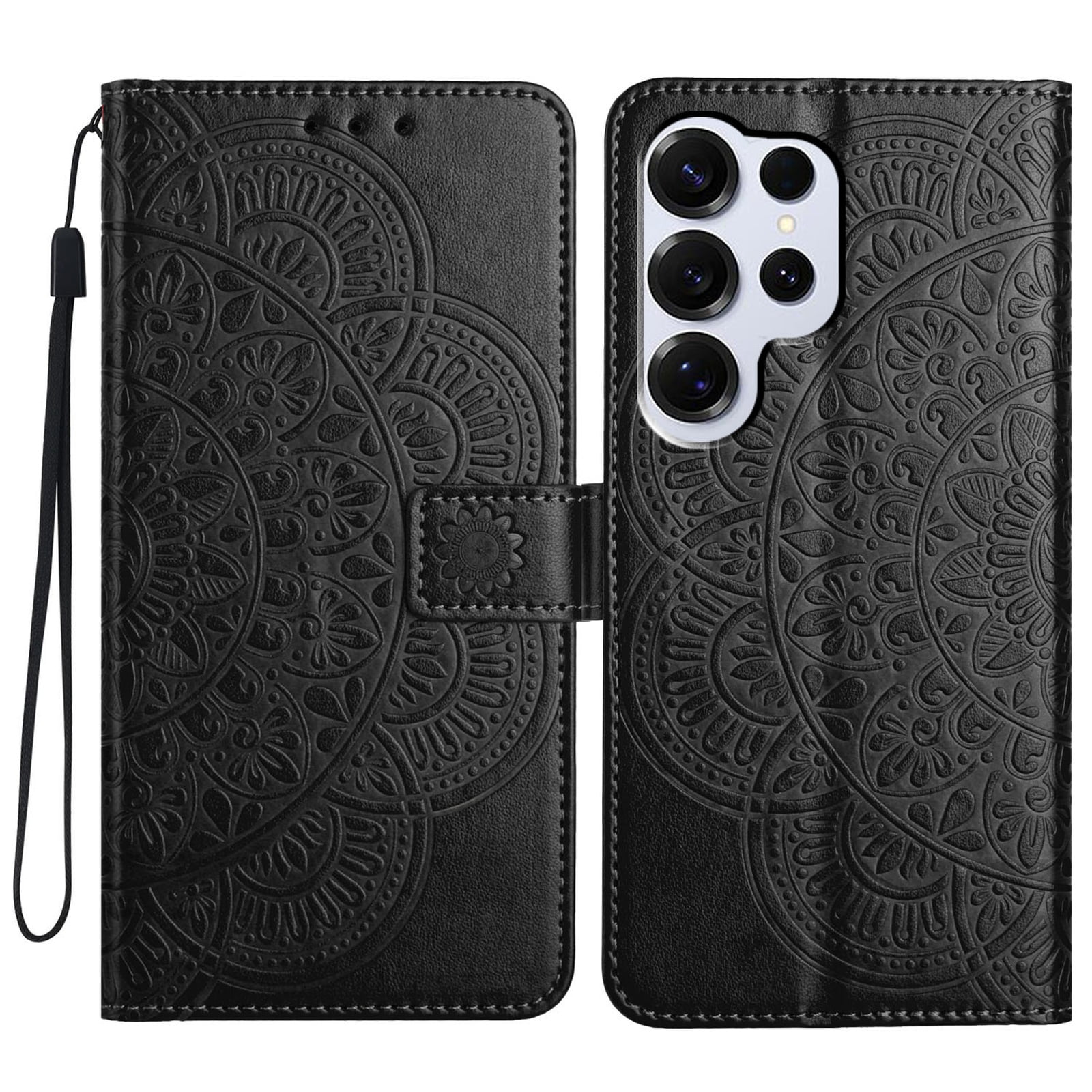 For Galaxy S25 FE Folio Wallet Case with Wrist Strap, Embossed ...
