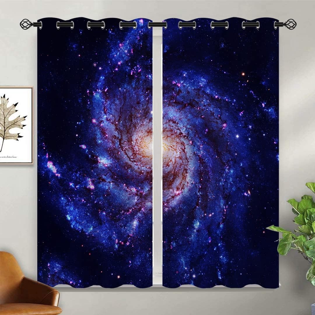 Galaxy Semi-Blackout Curtains for Boys Kids Home r Galactic Universe Psychedelic Milky Way ...