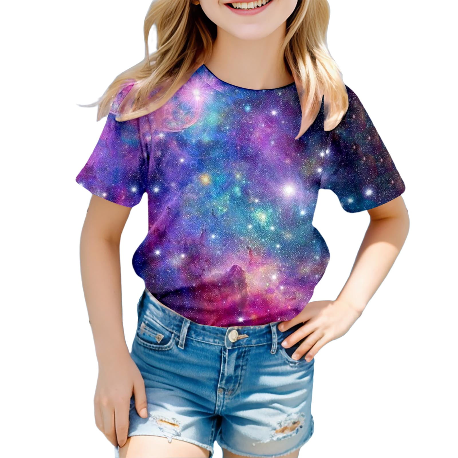 Galaxy Shirt for Kids Toddler Boys Girls Crewneck Short Sleeve Basic ...