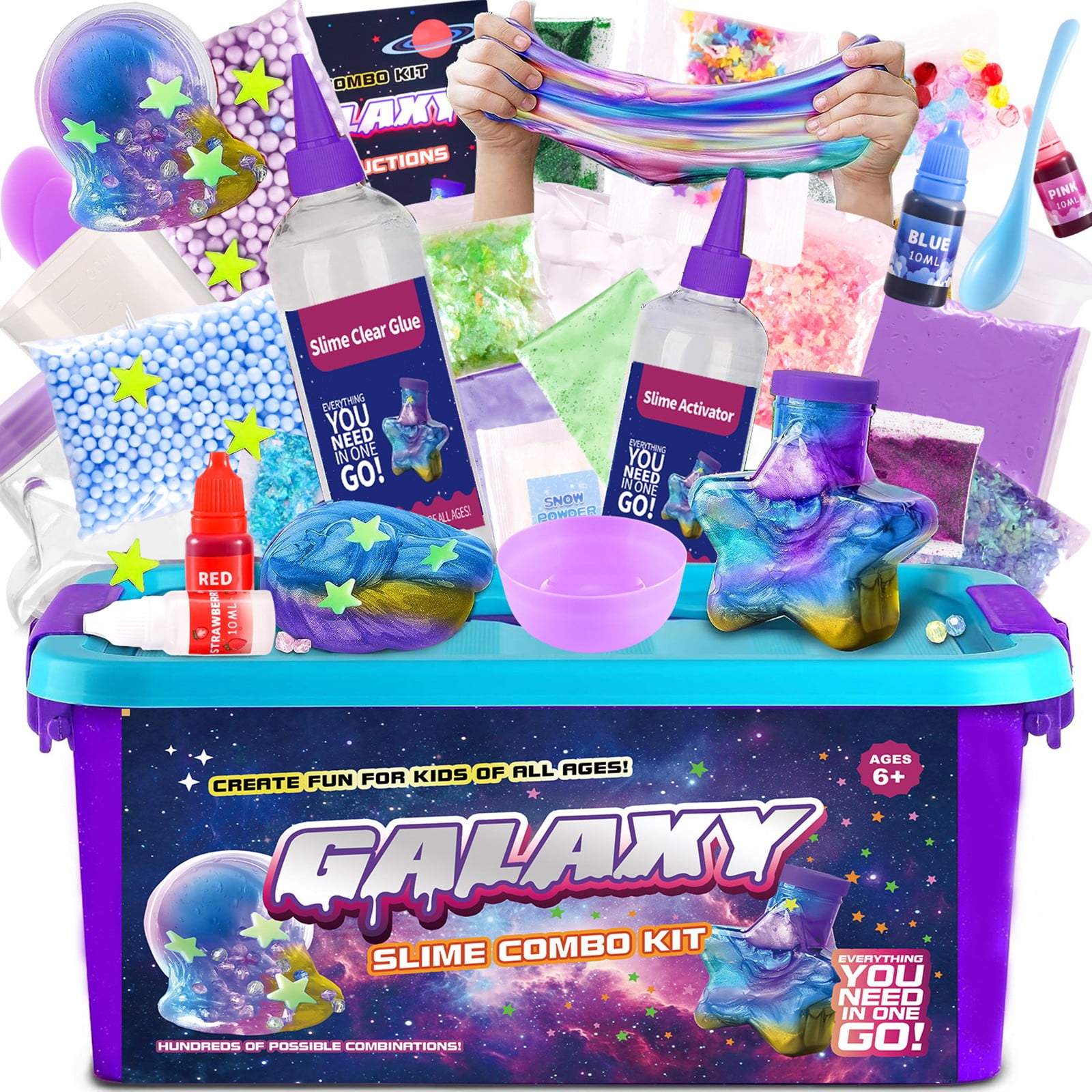 Galaxy Slime Kit for Kids DIY Slime Making Set with Clear Glue ...