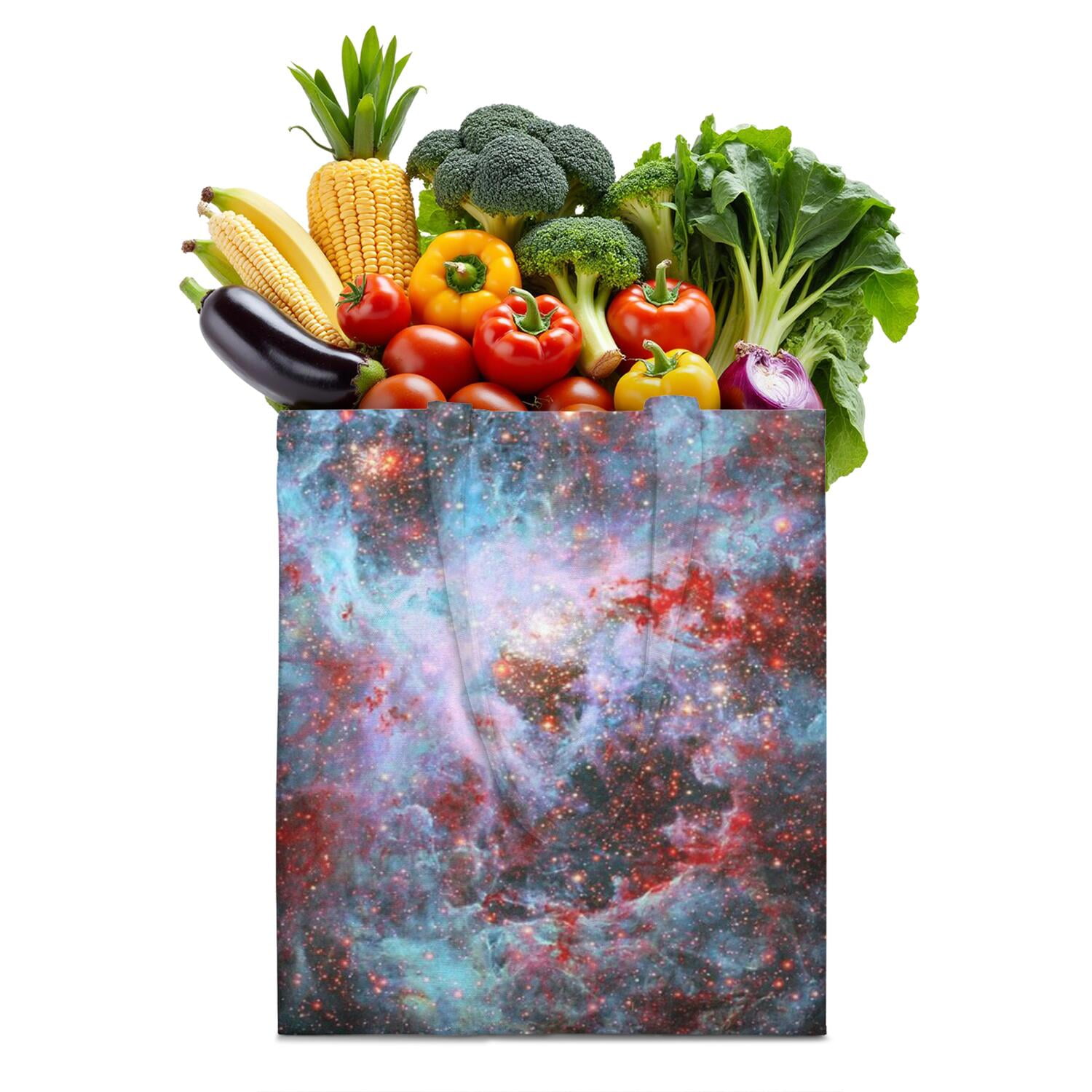 Galaxy Space Aesthetic Canvas Tote Bag – Reusable Celestial Shopping Bag with Astronaut, Stars ...