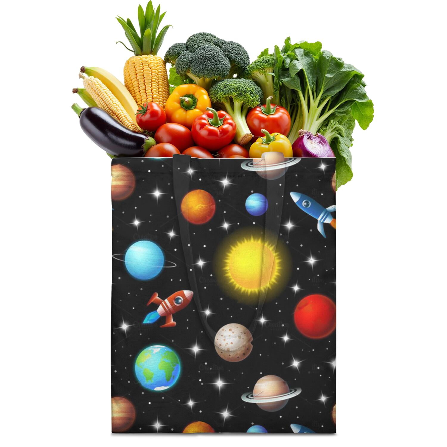 Galaxy Space Aesthetic Canvas Tote Bag – Reusable Celestial Shopping Bag with Astronaut, Stars ...