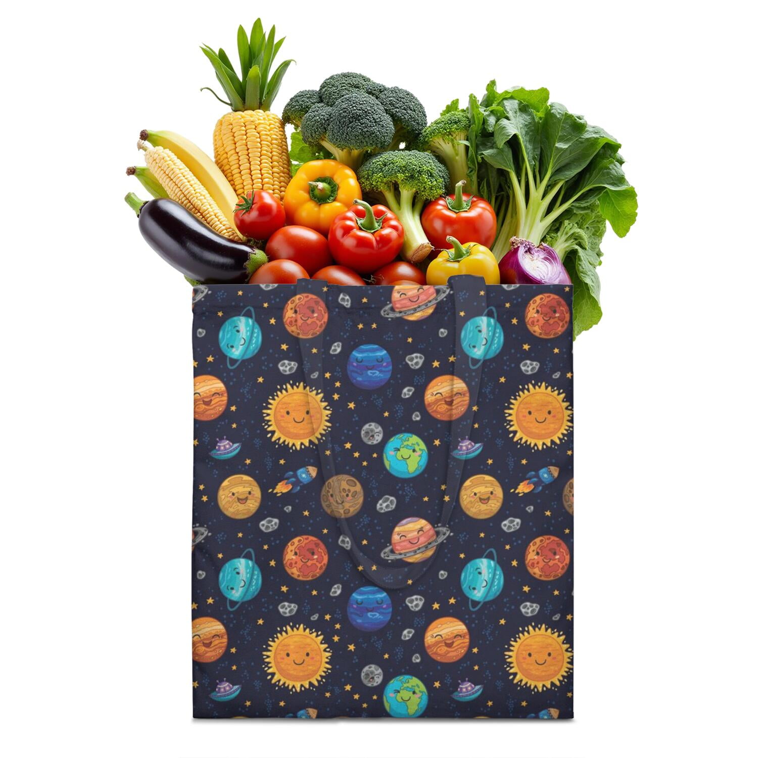 Galaxy Space Aesthetic Canvas Tote Bag – Reusable Celestial Shopping Bag with Astronaut, Stars ...