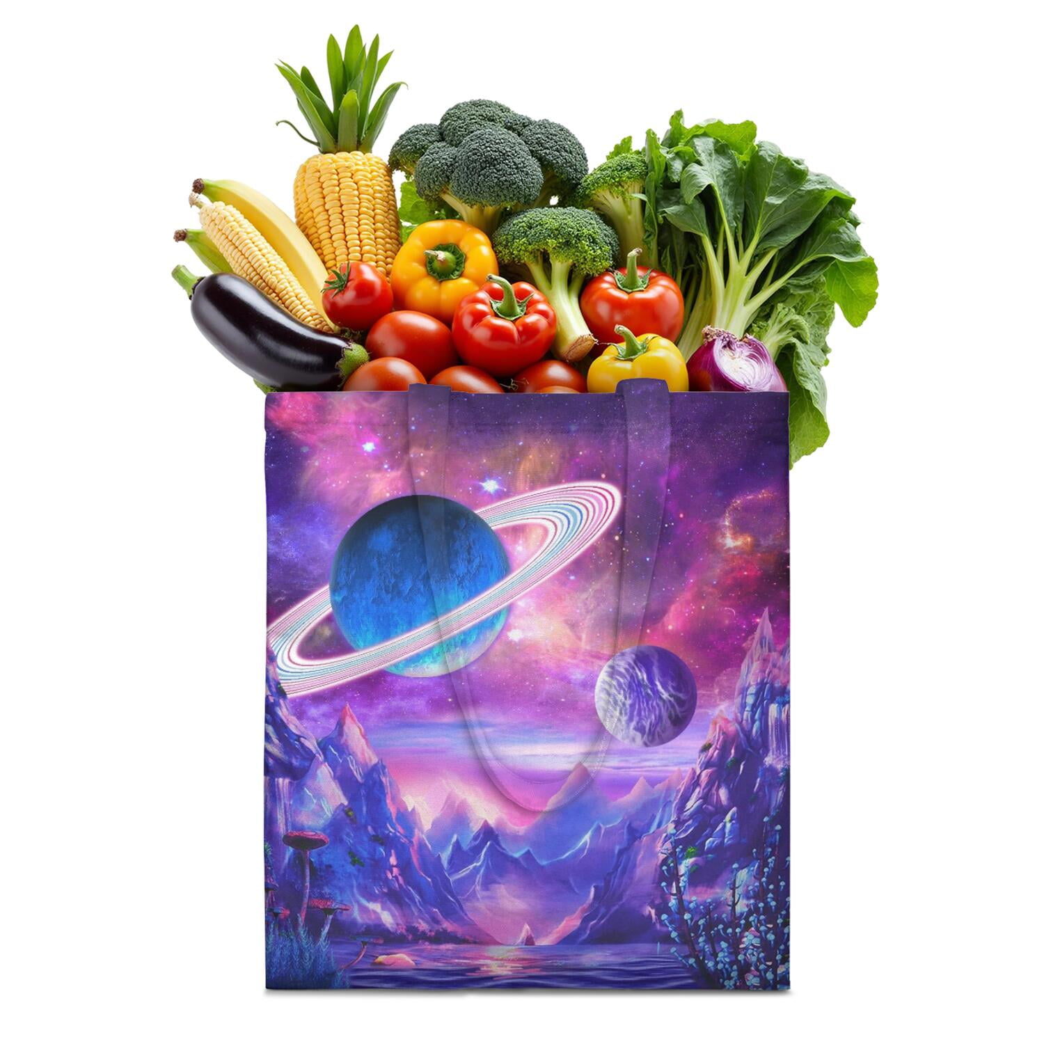 Galaxy Space Aesthetic Canvas Tote Bag – Reusable Celestial Shopping ...