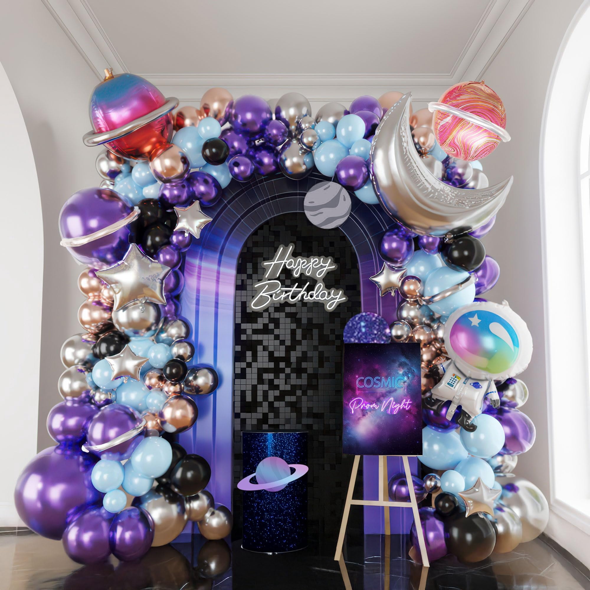 Galaxy Space Balloon Garland Kit 140pcs NSD3 purple blue black Outer ...