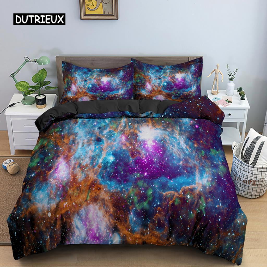 Galaxy Space Bedding Set 3D Universe Duvet Cover Psychedelic Quilt ...