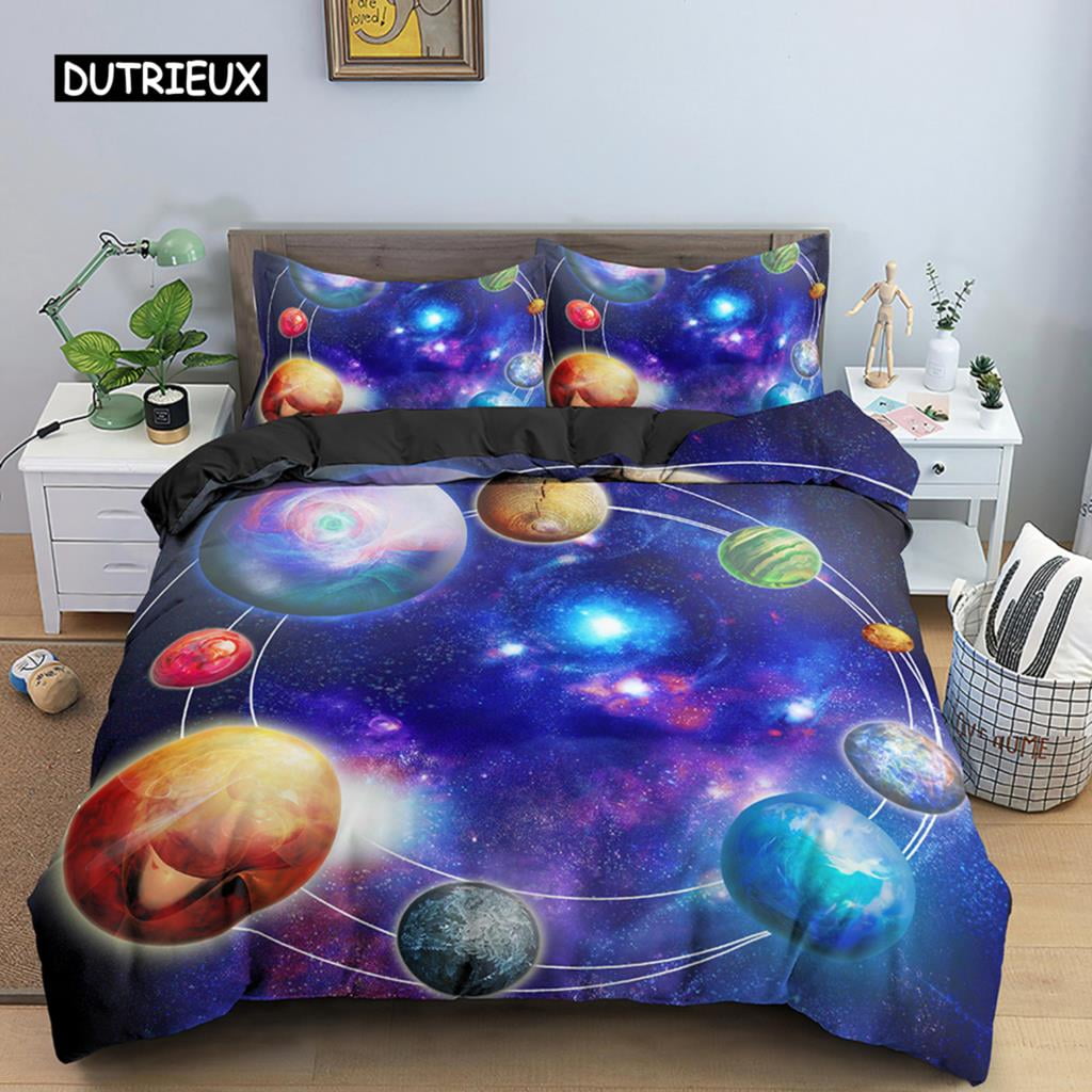 Galaxy Space Bedding Set 3D Universe Duvet Cover Psychedelic Quilt ...