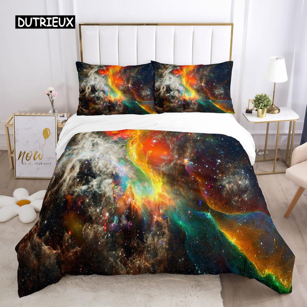 Galaxy Space Bedding Set 3D Universe Duvet Cover Psychedelic Quilt ...