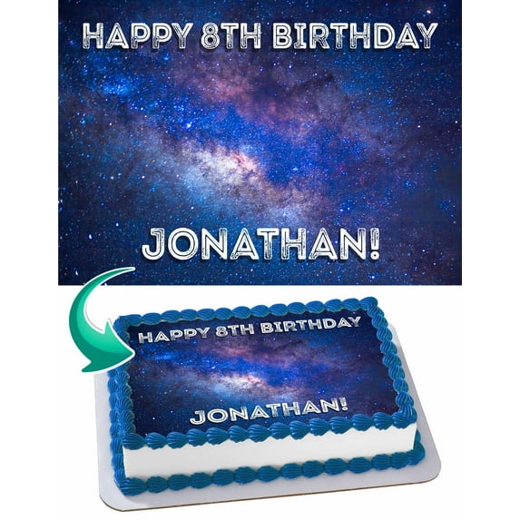 Galaxy Space Edible Image Cake Topper Personalized Birthday Sheet ...