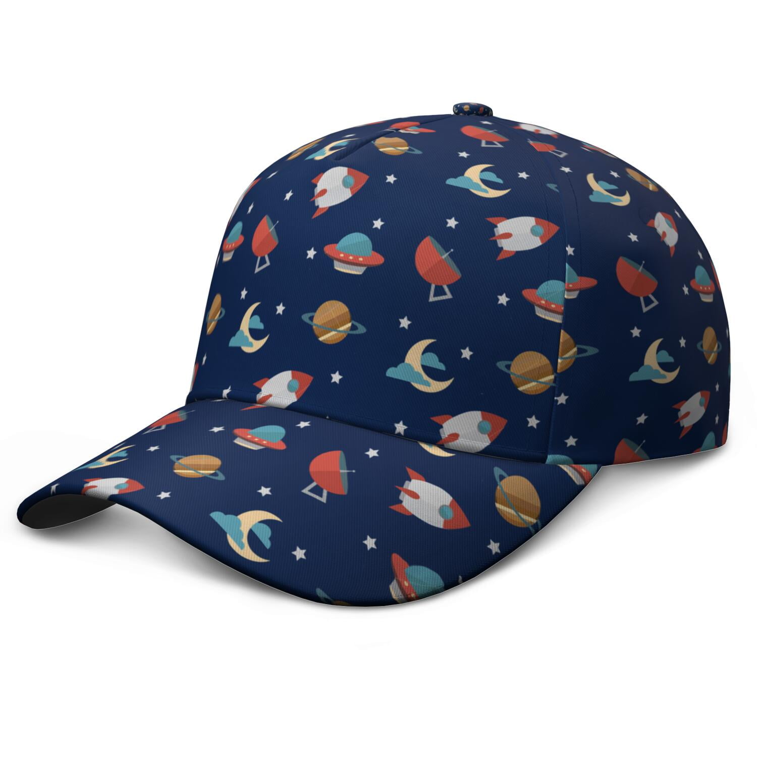 Galaxy Space Rocket Moon and Stars Baseball Cap – Adjustable Hat with ...