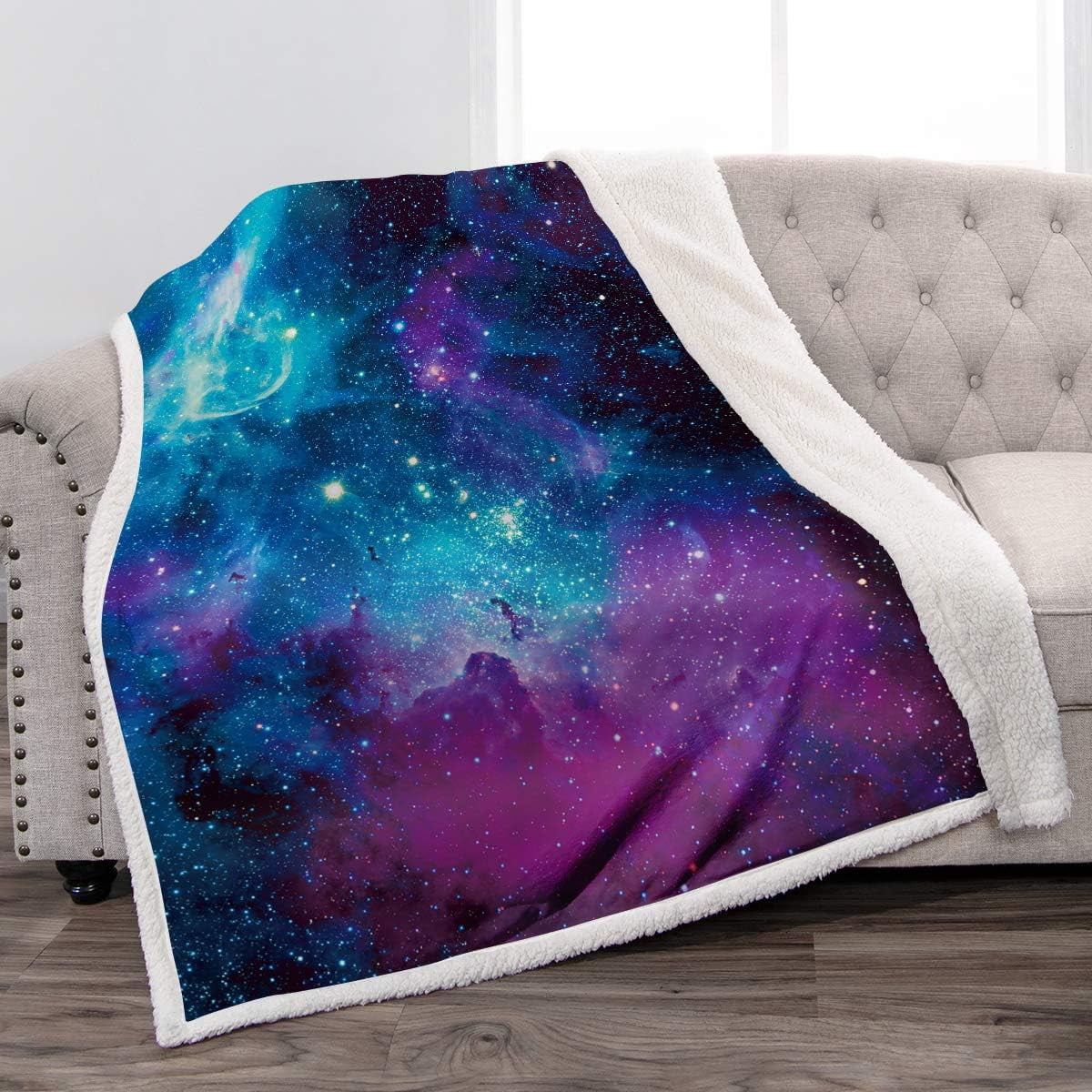 Galaxy Space Sherpa Blanket Smooth Soft Print Throw Blanket for Gift ...