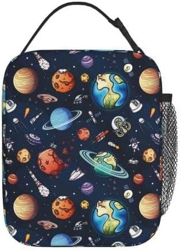 Galaxy Spacecraft Astronaut Space Navy Blue Portable Lunch Bag ...