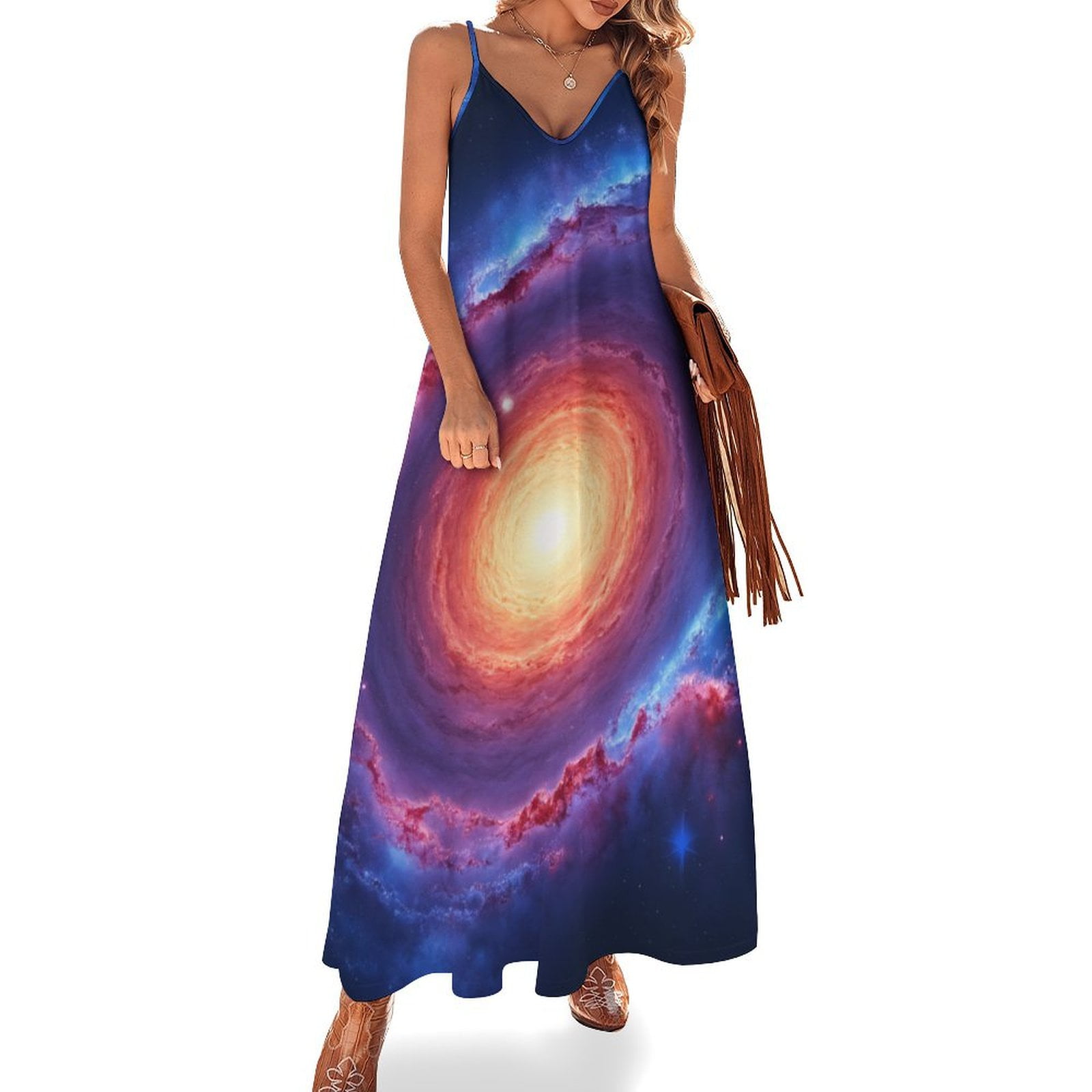 Galaxy Spiral Nebula Art-1 Design Sleeveless Dress Woman Fashion Long ...