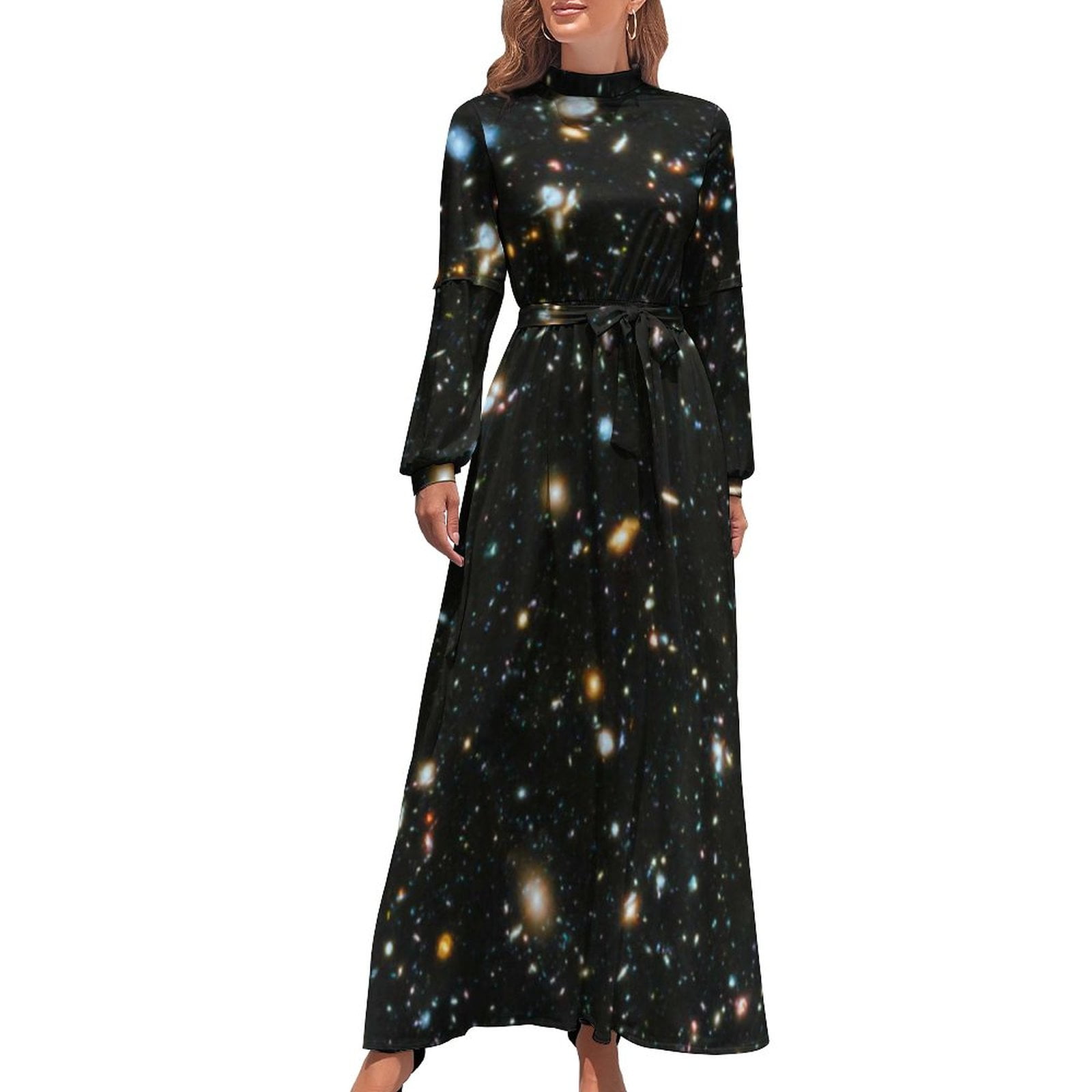 Galaxy Star Dress Artistic Stars Space Black Vintage Maxi Dress Fashion ...