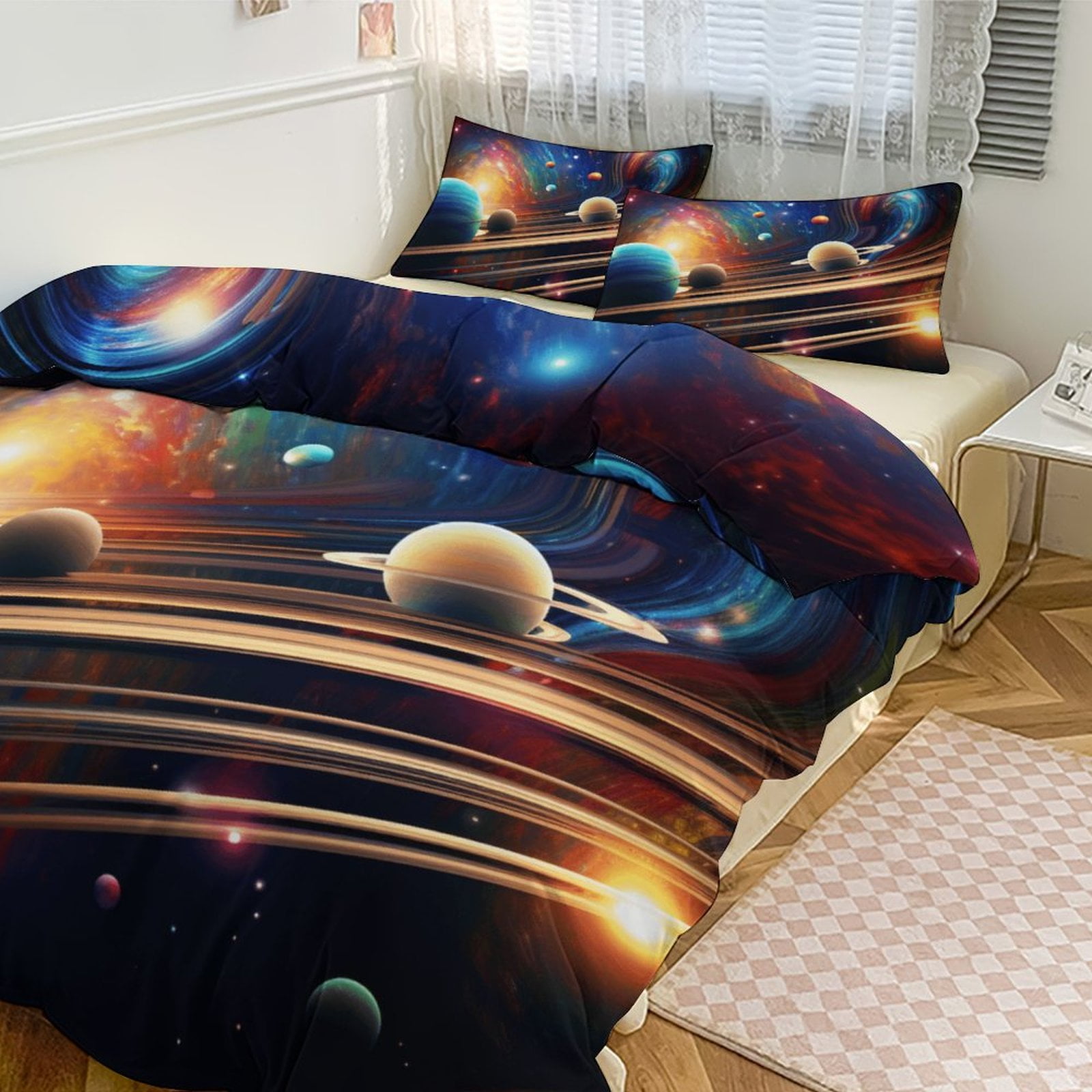 Galaxy Star Outer Space Bedding Set with Zipper Closure for Girls ...