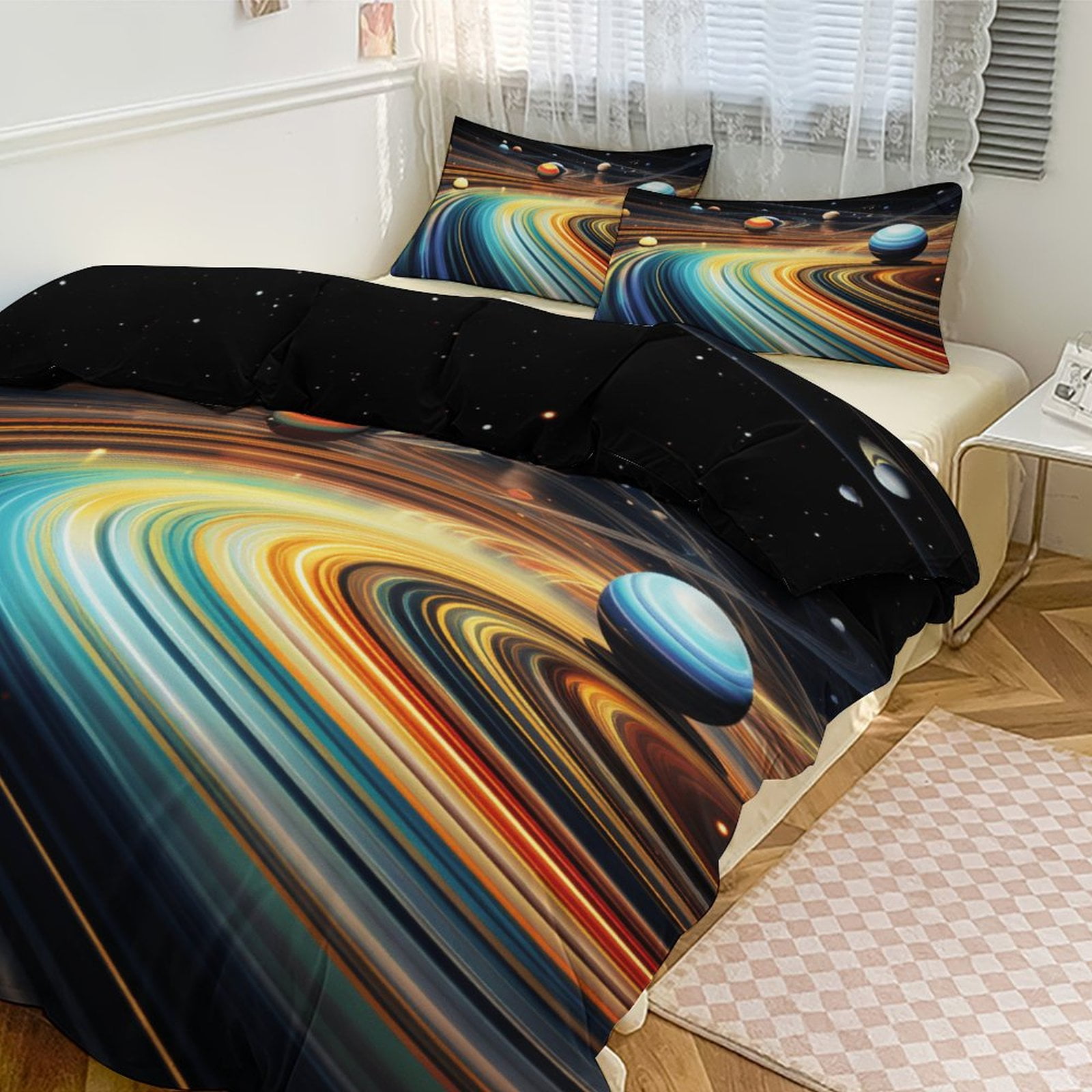 Galaxy Star Outer Space Bedding Set with Zipper Closure for Girls ...