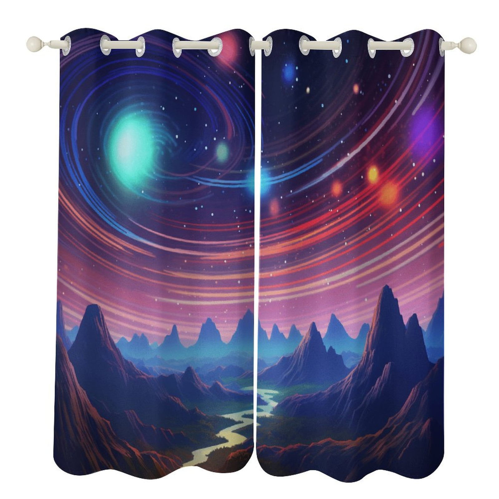 Galaxy Star Outer Space Modern Window for Living Room Curtains for ...