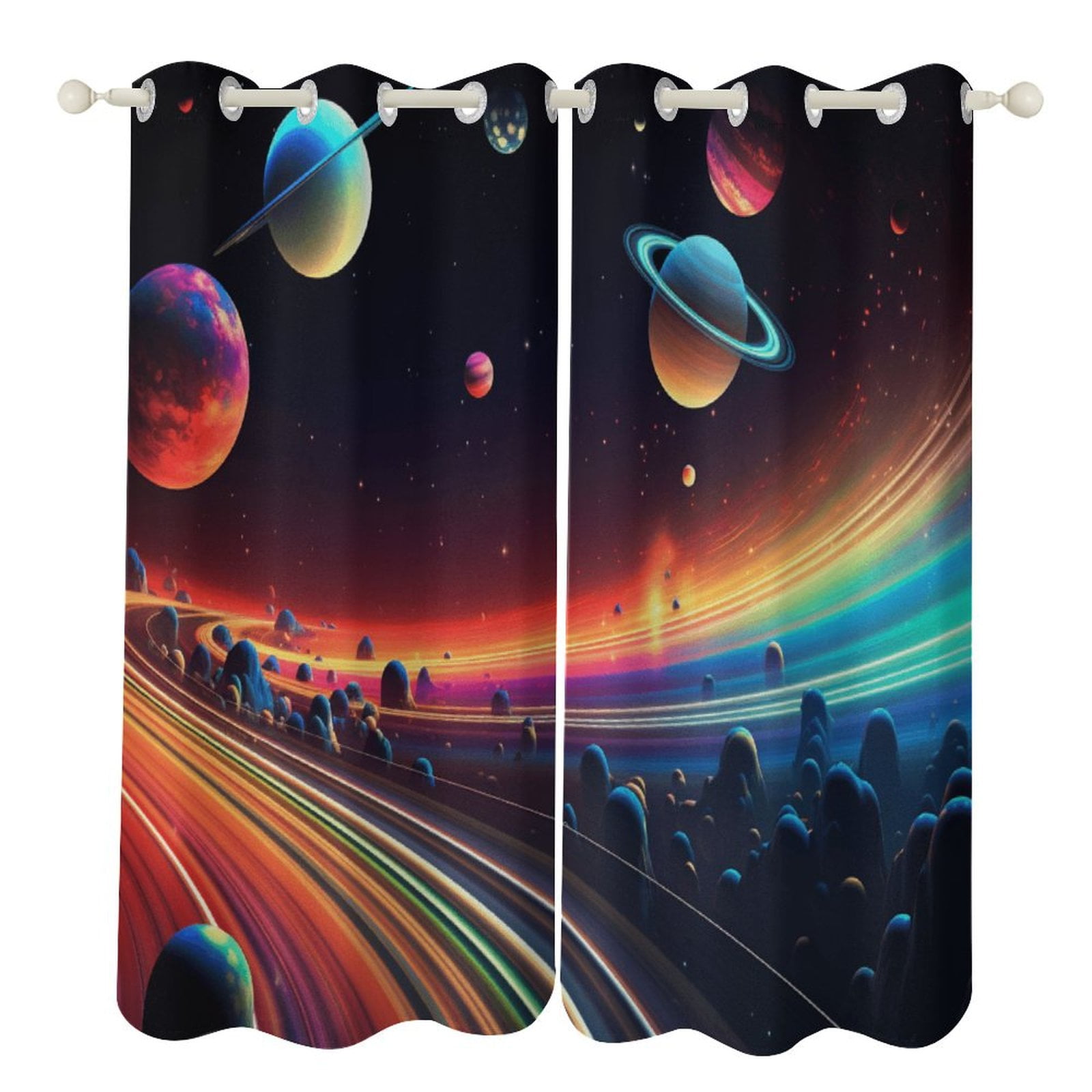 Galaxy Star Outer Space Modern Window for Living Room Curtains for ...