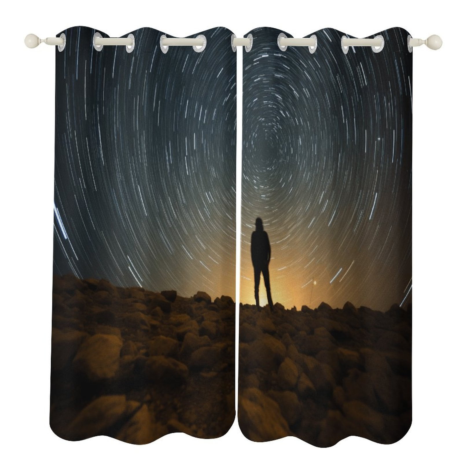 Galaxy Star Outer Space Modern Window for Living Room Curtains for ...