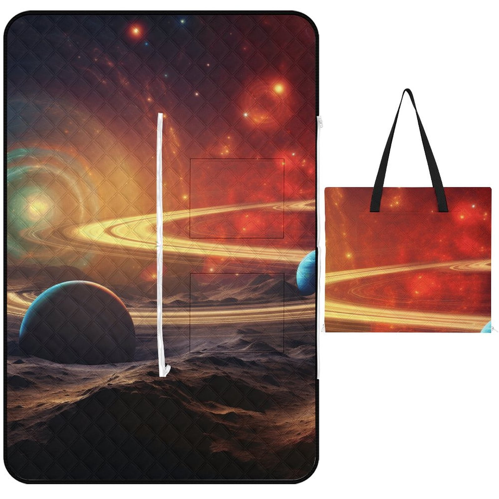 Galaxy Star Outer Space Waterproof Picnic Blanket with Foldable Zipper ...