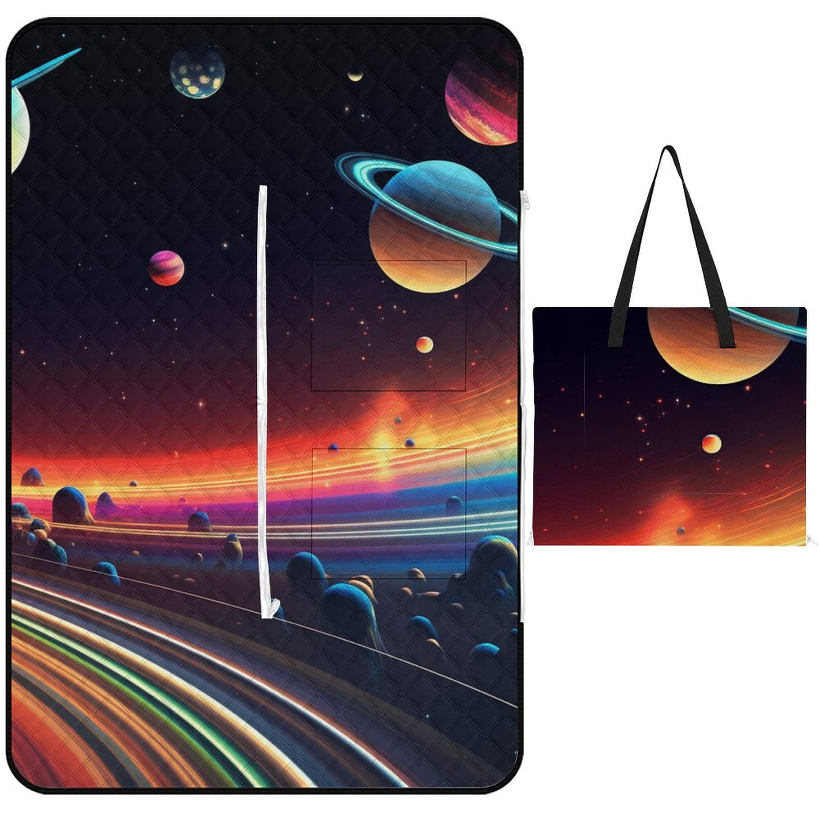 Galaxy Star Outer Space Waterproof Picnic Blanket with Foldable Zipper ...