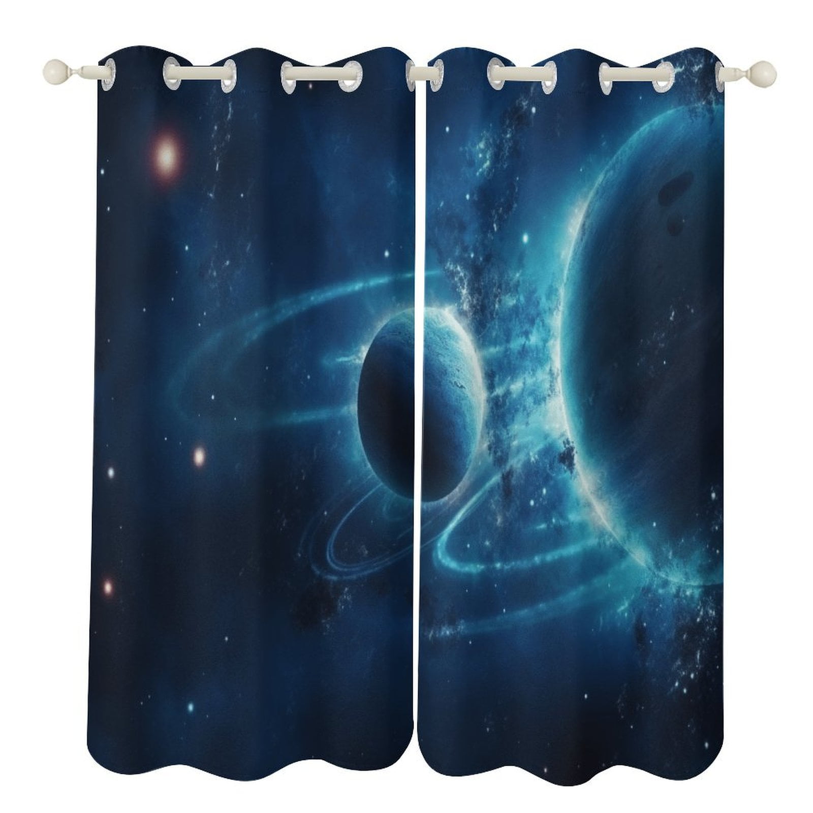 Galaxy Star Outer Space Window Curtain Panels Grommet Blackout Curtains ...