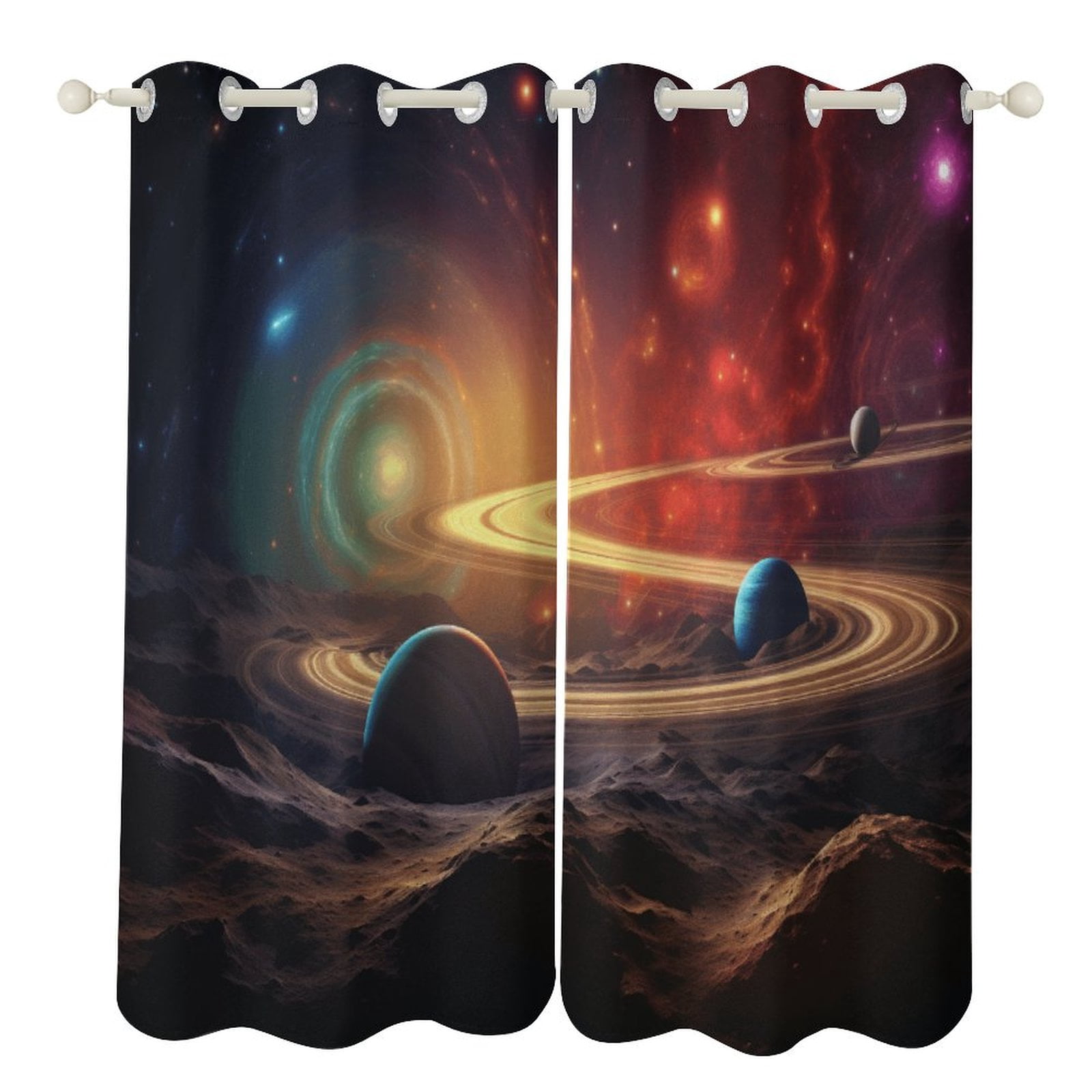 Galaxy Star Outer Space Window Curtain Panels Grommet Blackout Curtains ...