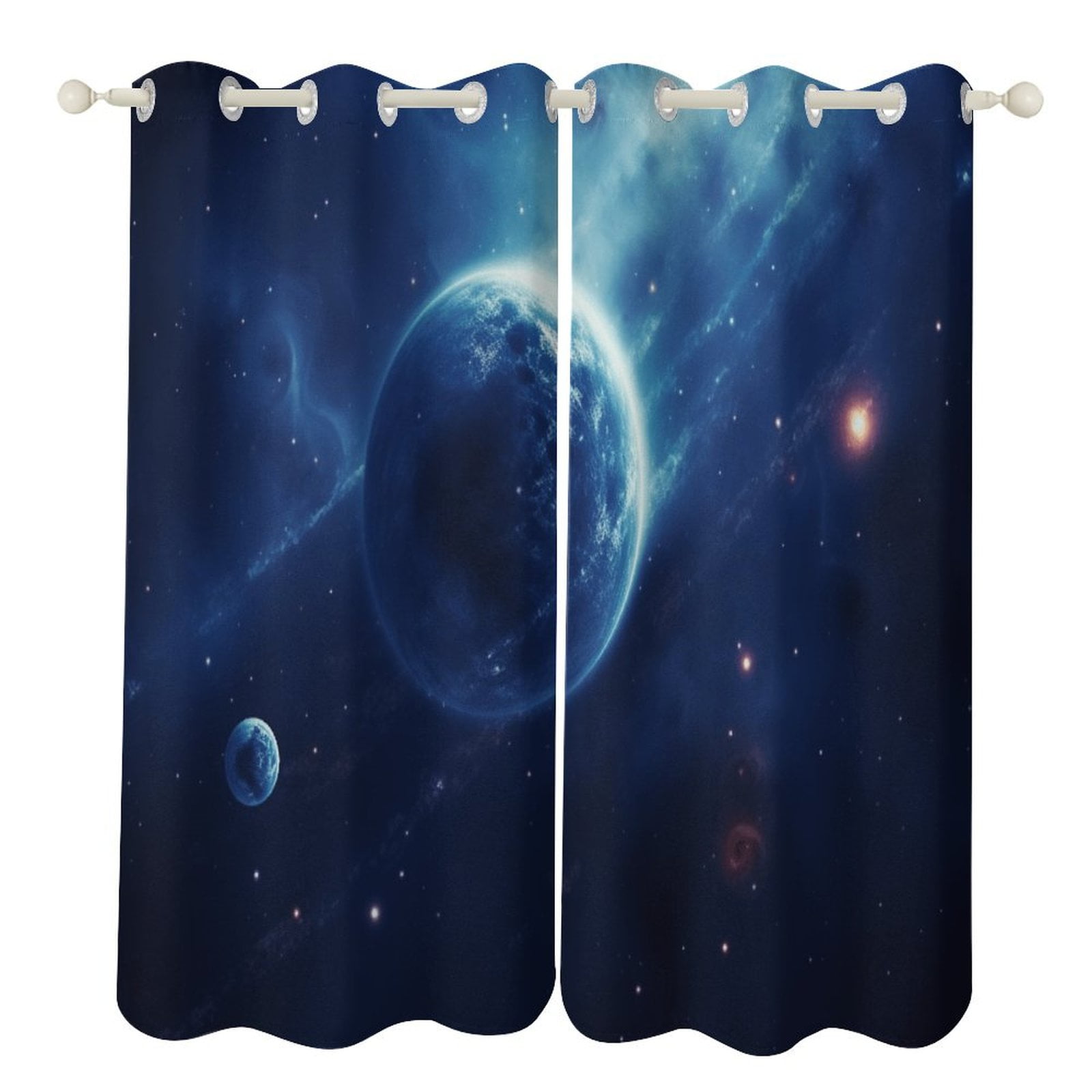 Galaxy Star Outer Space Window Curtain Panels Grommet Blackout Curtains ...