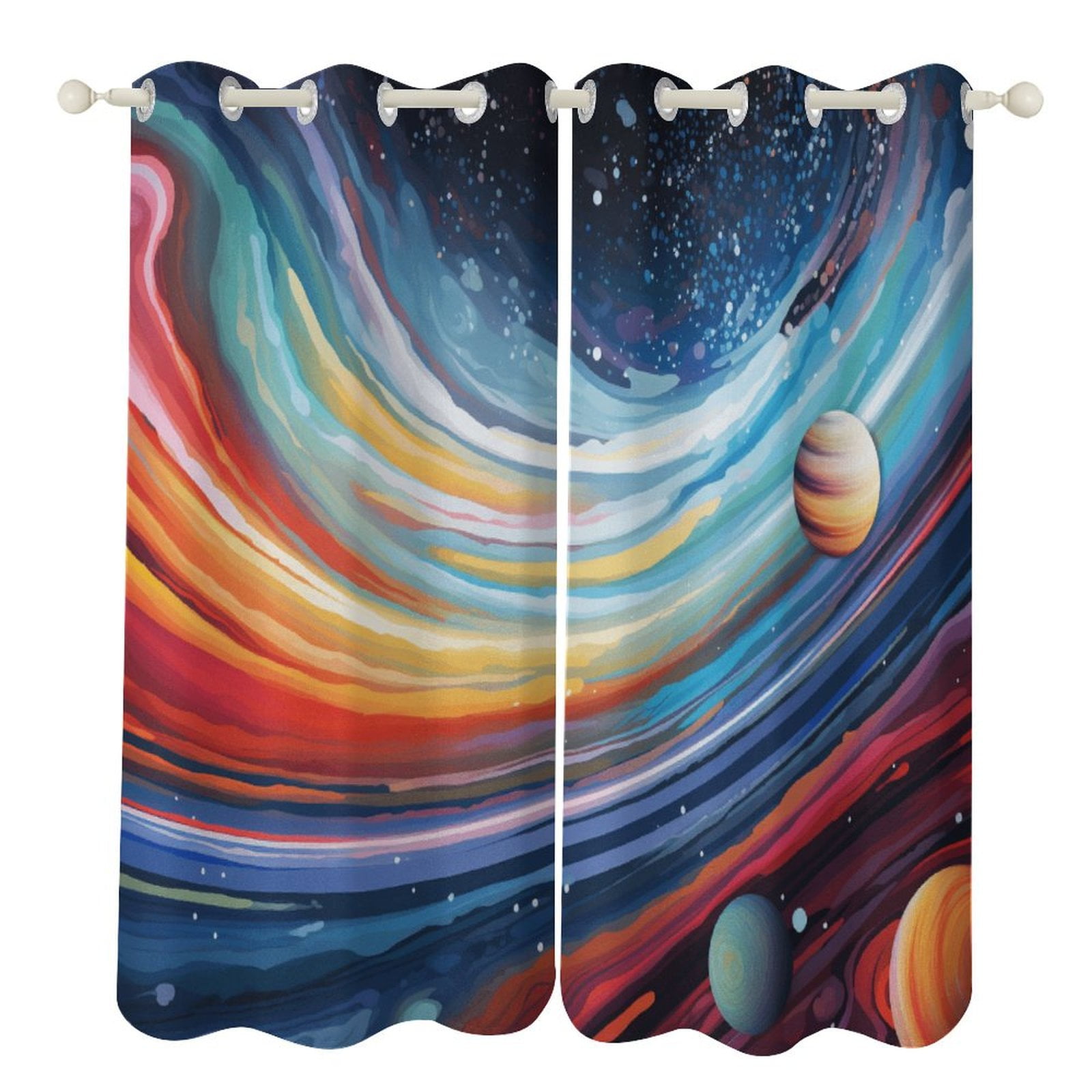 Galaxy Star Outer Space Window Curtain Panels Grommet Blackout Curtains ...