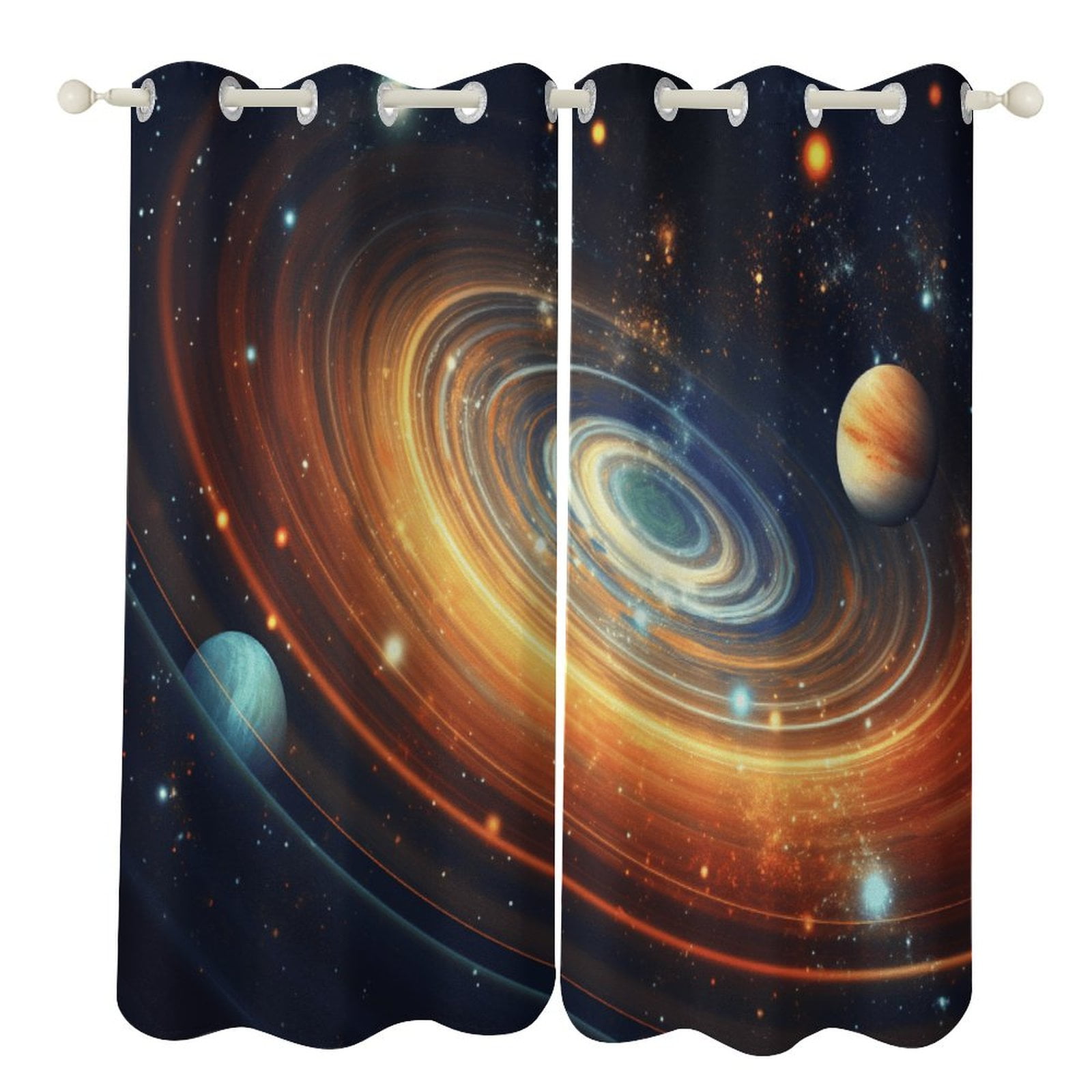 Galaxy Star Outer Space Window Curtain Panels Grommet Blackout Curtains ...