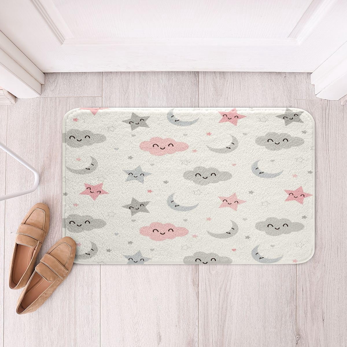 Galaxy Star and Moon Bathroom Rug Soft Fleece Non Slip Bath Mat Pink ...