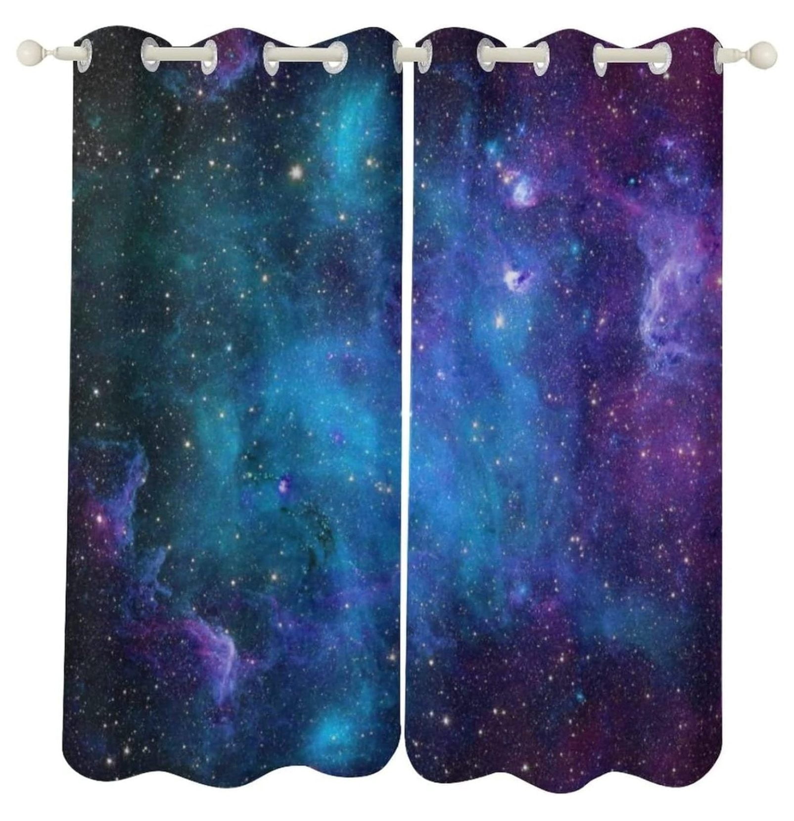 Galaxy Stars Background Blackout Curtains, Cosmic Starry Sky 3D Printed ...