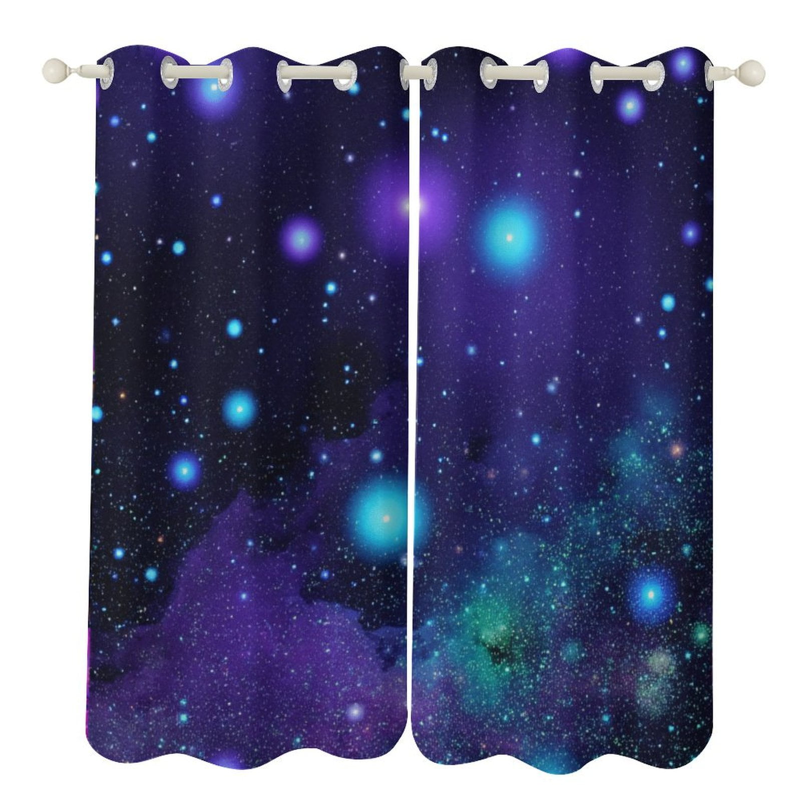 Galaxy Stars Nebula Art 2 Panels 3D Printing Pattern Curtain for ...