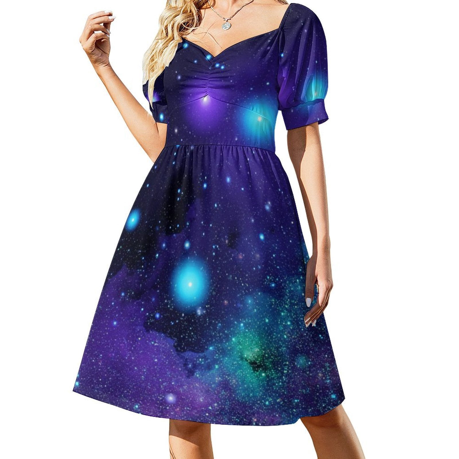 Galaxy Stars Nebula Art Summer Women's Dress 2025 Elegant Dresses Plus ...