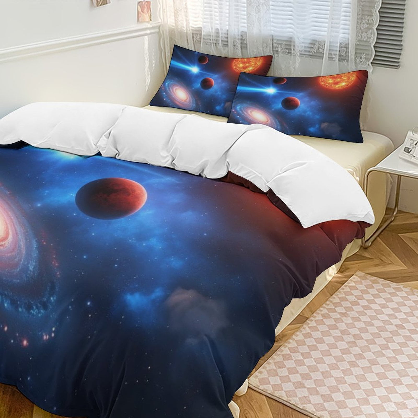 Galaxy Stars Planets Sun Set Duvet Cover Themed Multicolor Polyester ...