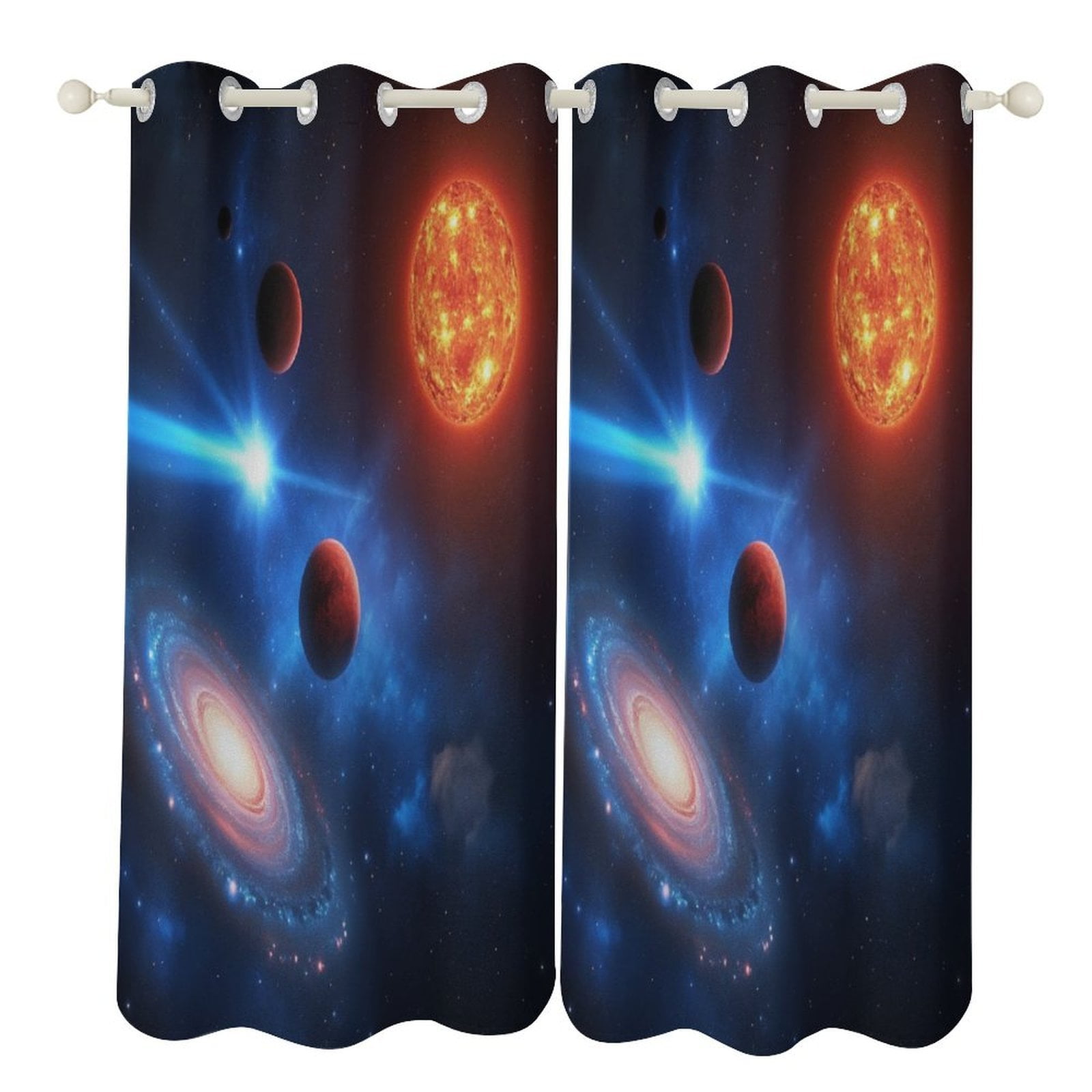 Galaxy Stars Planets Sun Window Blackout Curtain 3d Printed Blackout ...