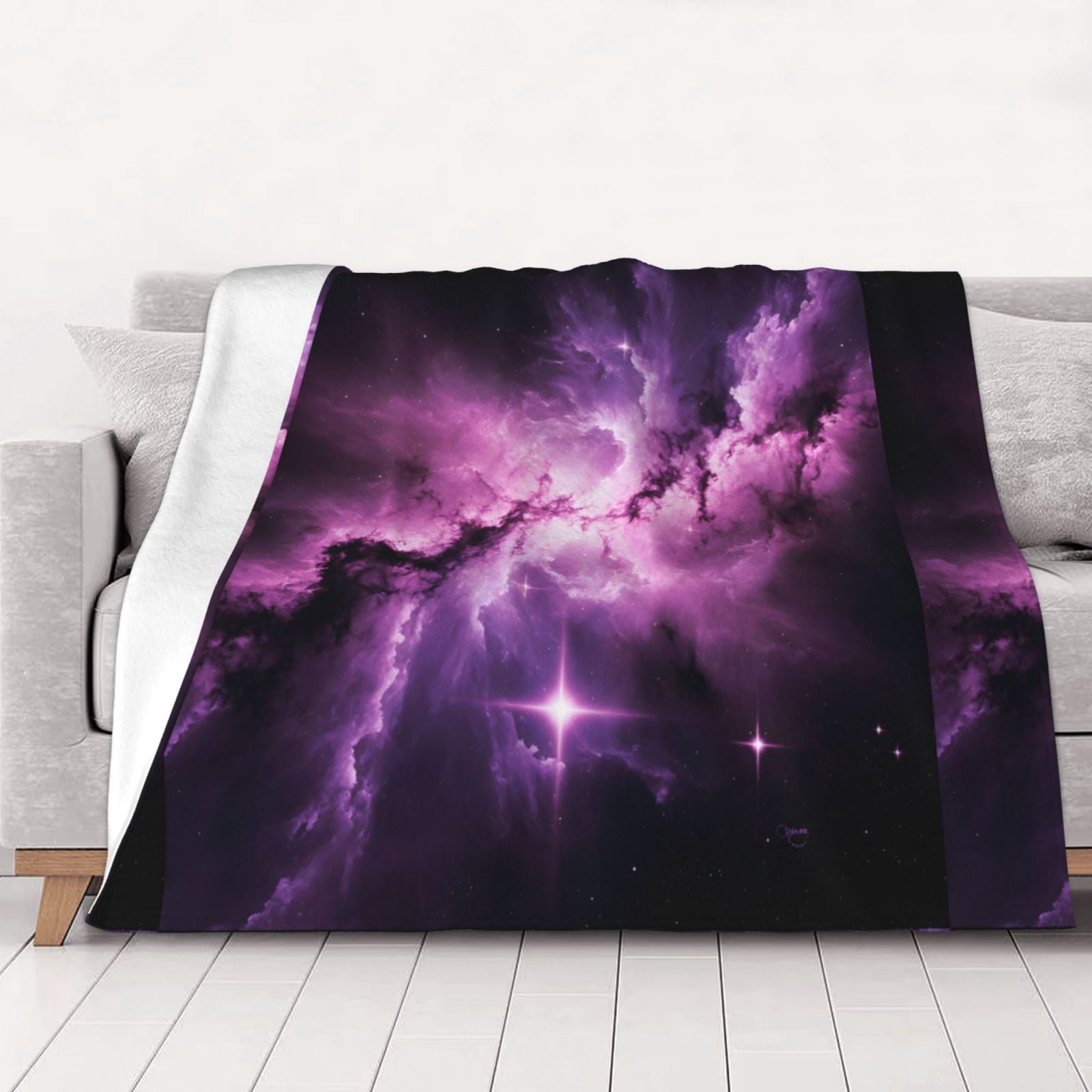 Galaxy Stars Purple Throws Blanket Fleece Soft Cozy Warm Plush for ...