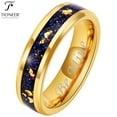 Galaxy Style Tungsten Carbide Ring w Opal & Gold leaf Inlay in 8mm or ...