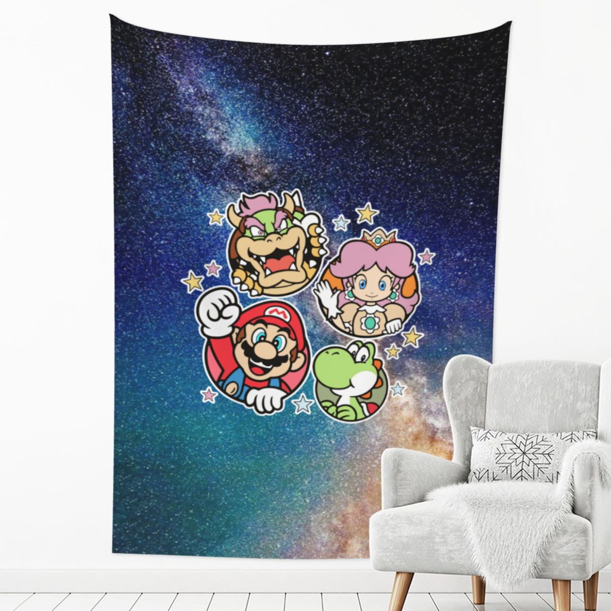 Galaxy Super Mario Tapestry Aesthetic Cute Room Decor Tapestry Birthday ...
